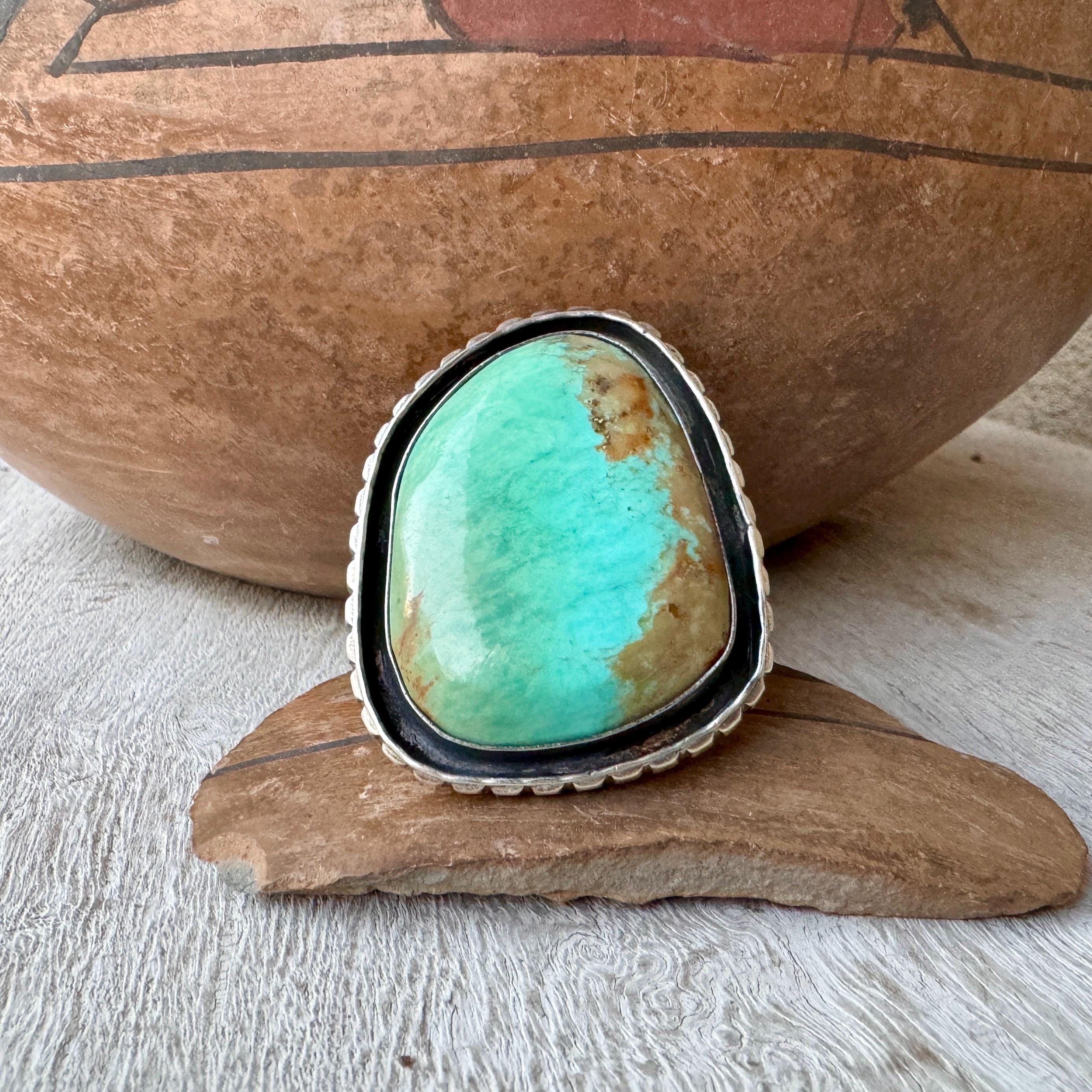Navajo Chimney Butte Sterling Silver Turquoise Ring Approx Size 7 ...