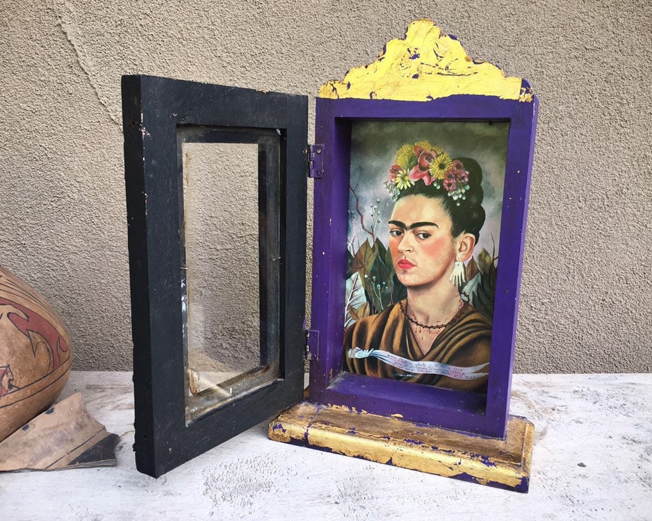 Vintage Mexican Milagro Shrine Shadowbox with Vintage Frida Print ...
