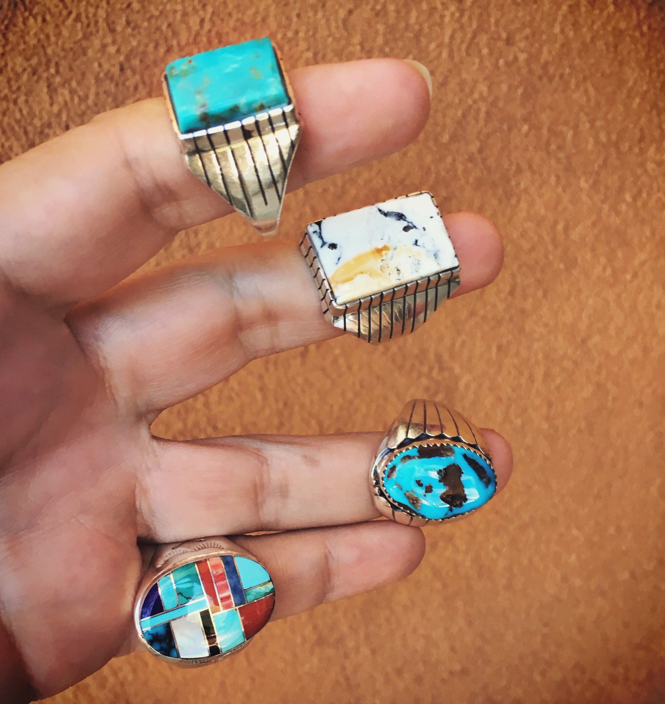 Men s Turquoise Ring Size 12 Multi Stone Inlay Native American Ring men-s-turquoise-ring-size-12-multi-stone-inlay-native-american-ring