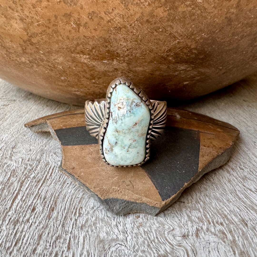 Navajo Tom Willeto Dry Creek Turquoise Sterling Silver Ring Approx Size ...