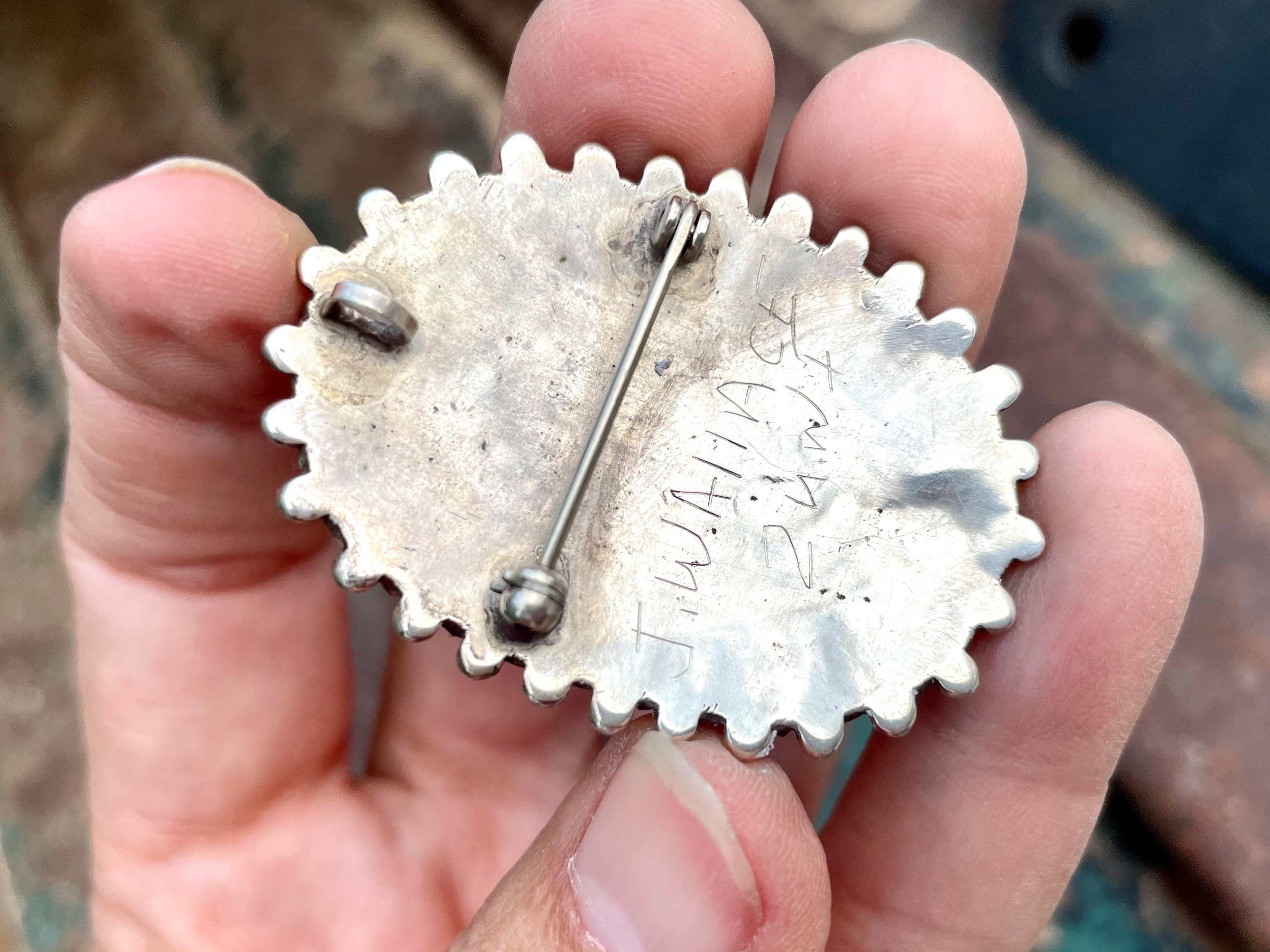 Vintage Petit Point Cluster Pendant Brooch by Zuni J. Wallace, 1960s ...