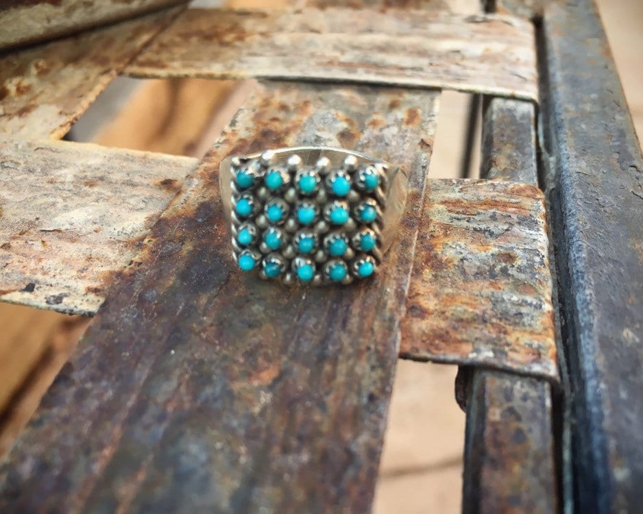Size 7.75 Vintage Turquoise Ring for Women Signed Zuni Snake Eye ...