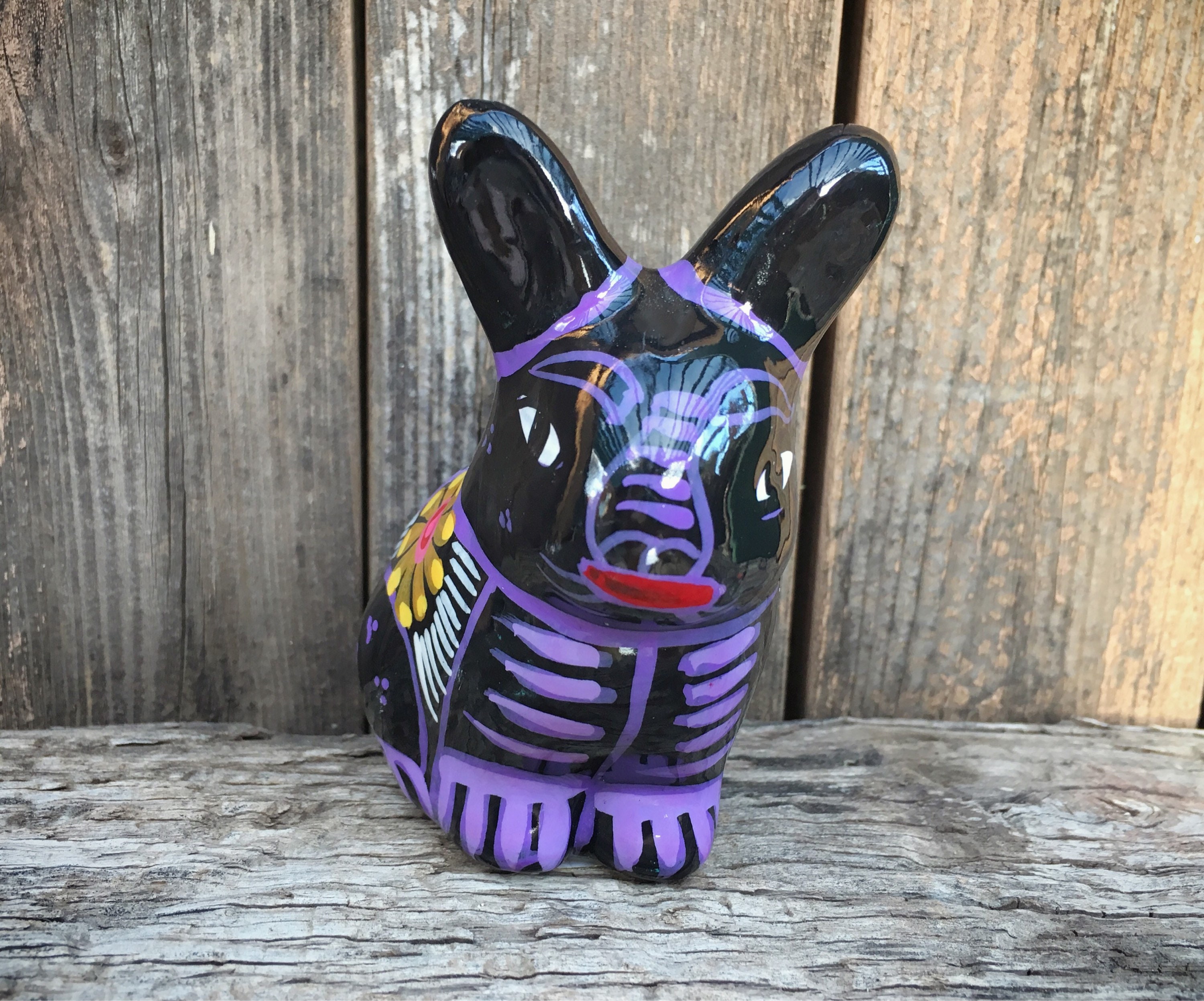 Mexican Pottery Bunny Figurine Colorful Folk Art, Ceramic Rabbit Lover ...