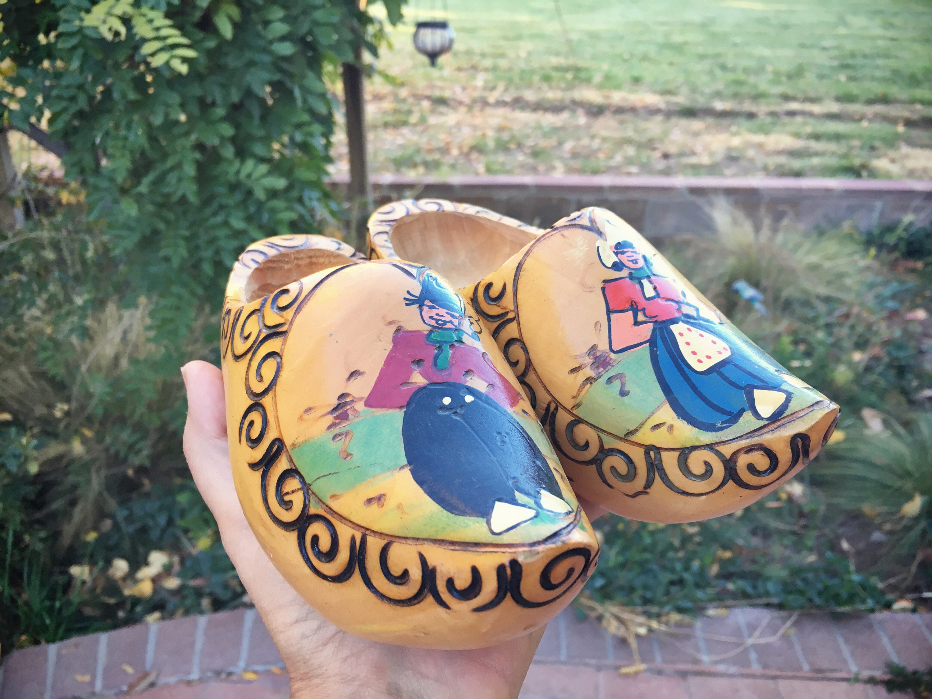 Pair of Small Vintage Wooden Clogs to Hang on Wall Holland Souvenir ...