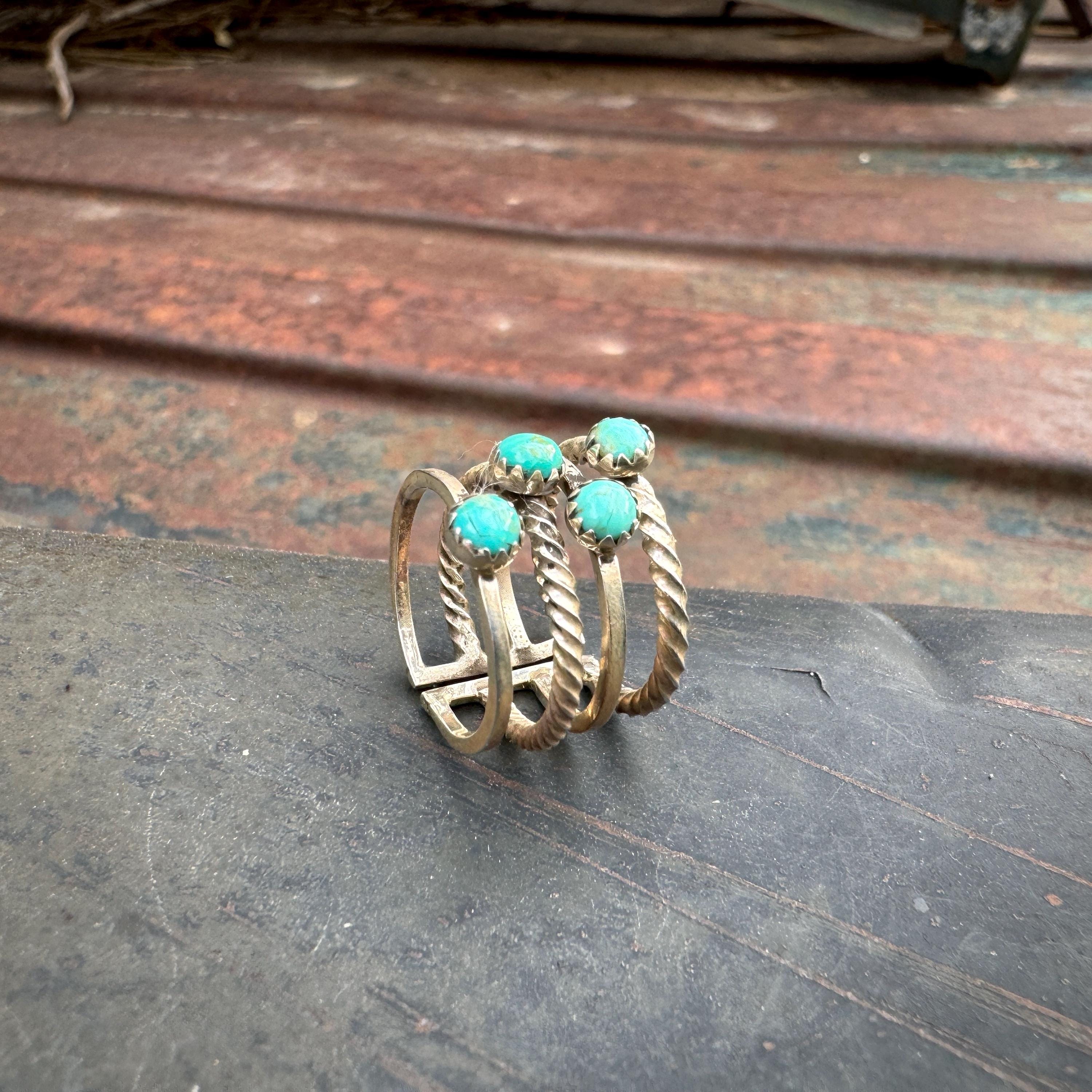 Vintage Silver Wire Turquoise Snake Eye Ring Approx Size 4.5, Dainty ...