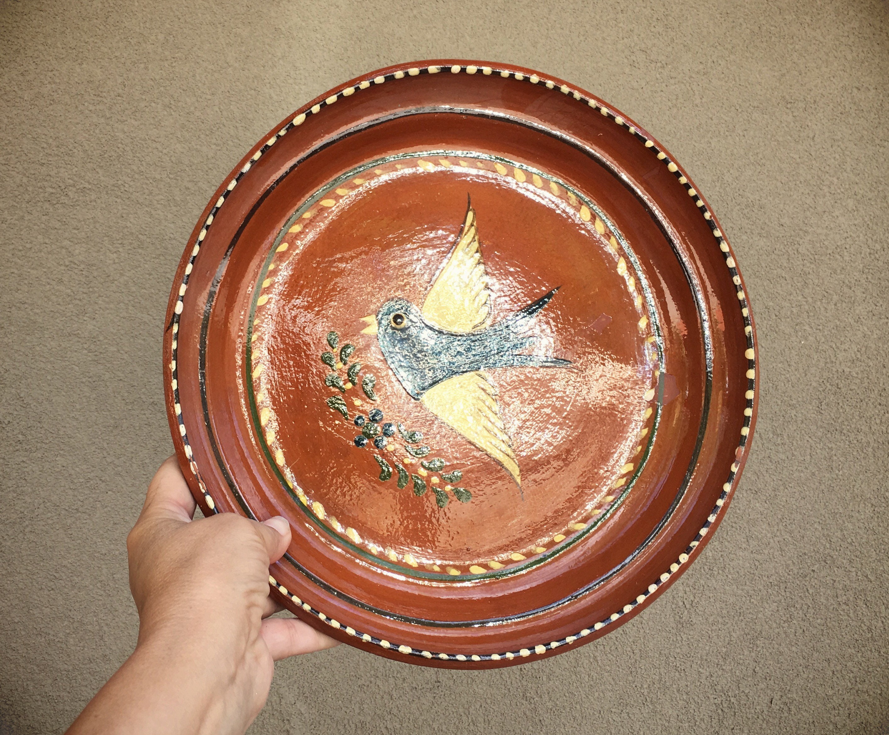 Mexican Pottery Plate Black Bird Decor Redware Mexican Decor Capula ...
