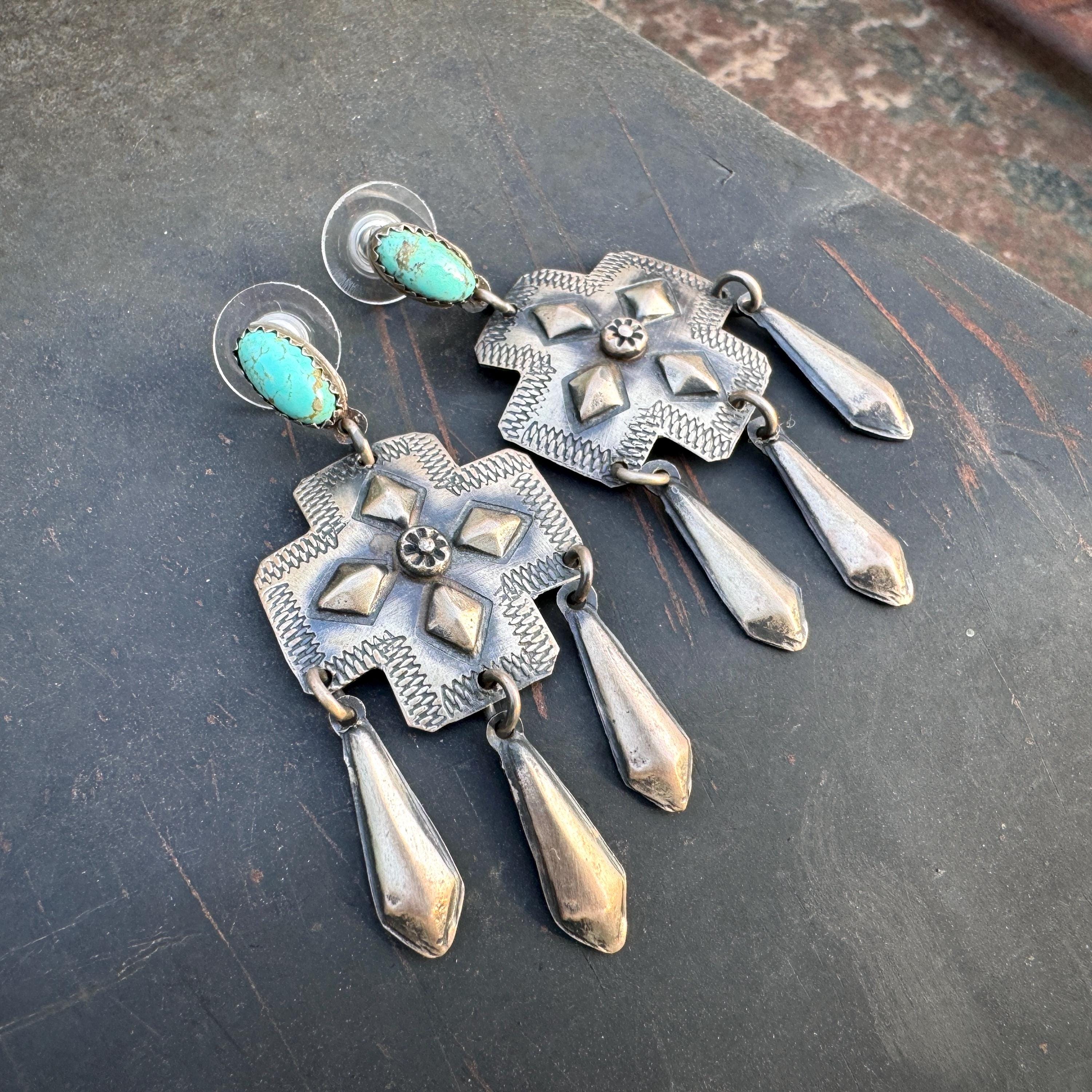 RESERVED / Navajo Tim Yazzie Sterling Silver Turquoise Earrings w ...