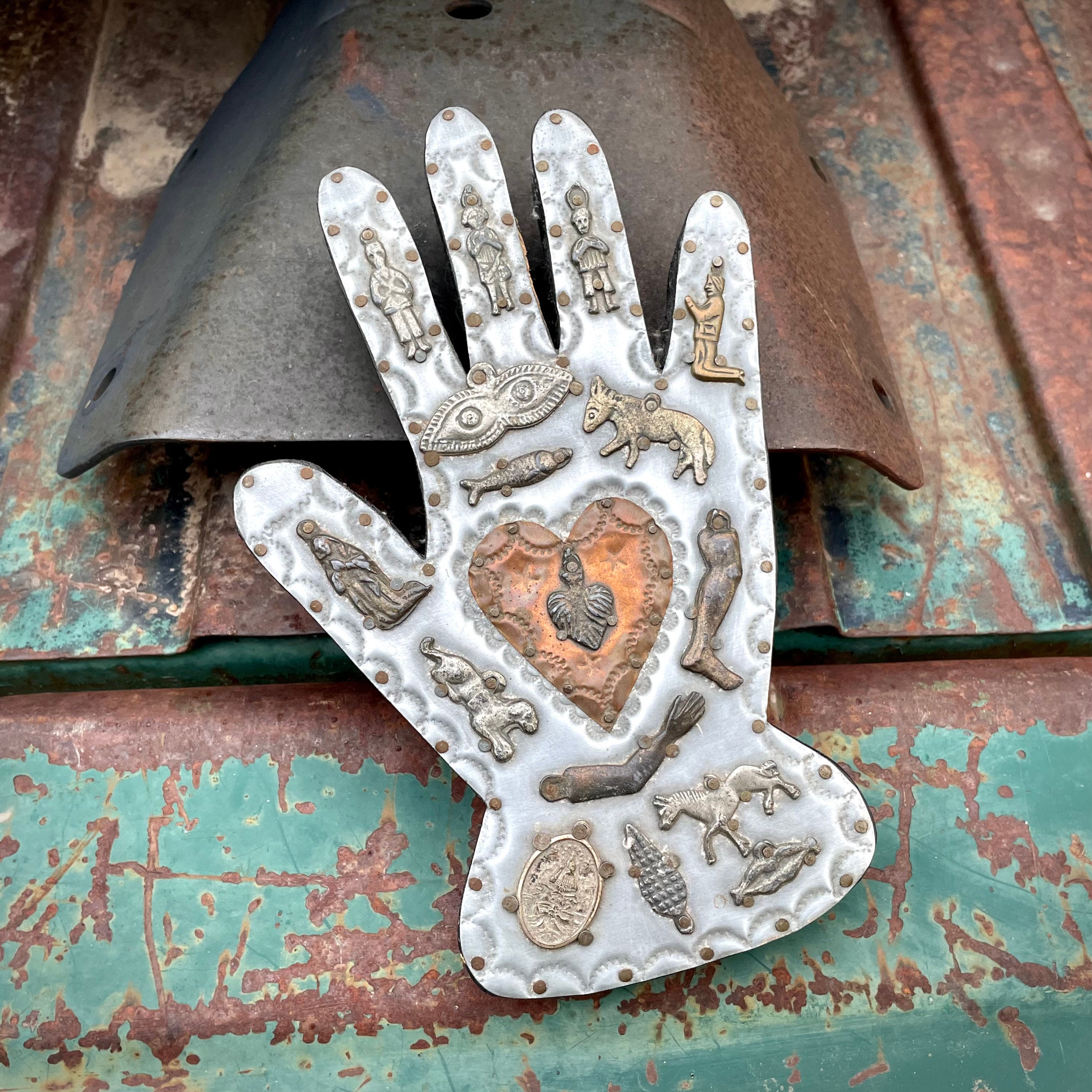 7.5 Tall Wooden Milagros Hand Wall Hanging, Mexican Folk Art Miracle ...