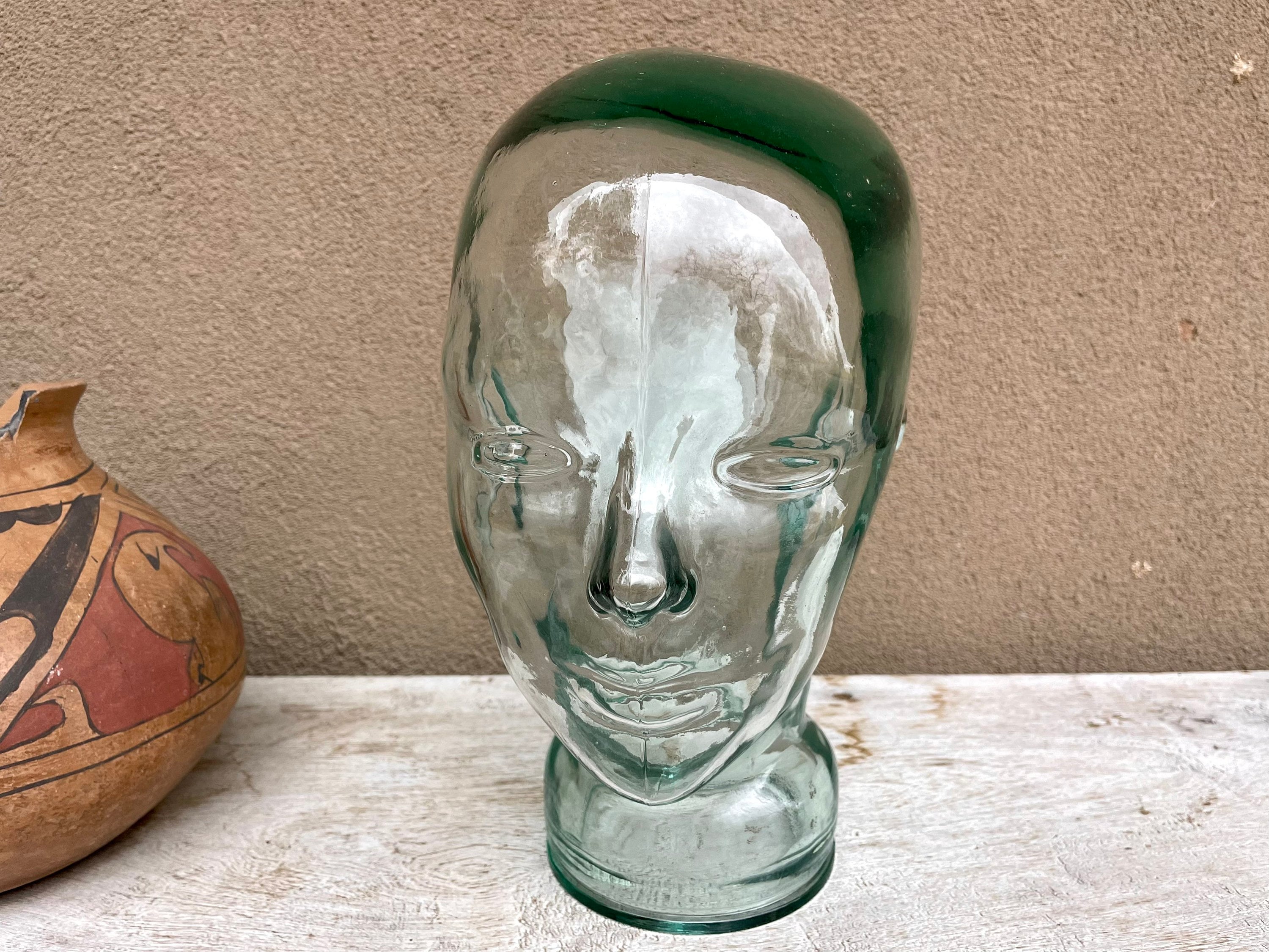 Vintage Art Glass Head Sculpture Display, Mannequin Bust, Sunglasses ...