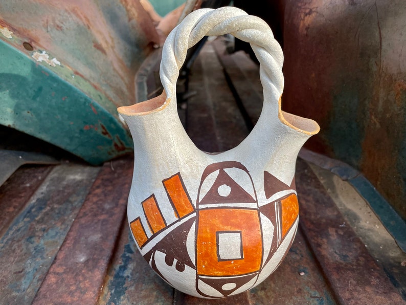 Vintage Acoma Pueblo Pottery Wedding Vase With Braided Handle - Etsy