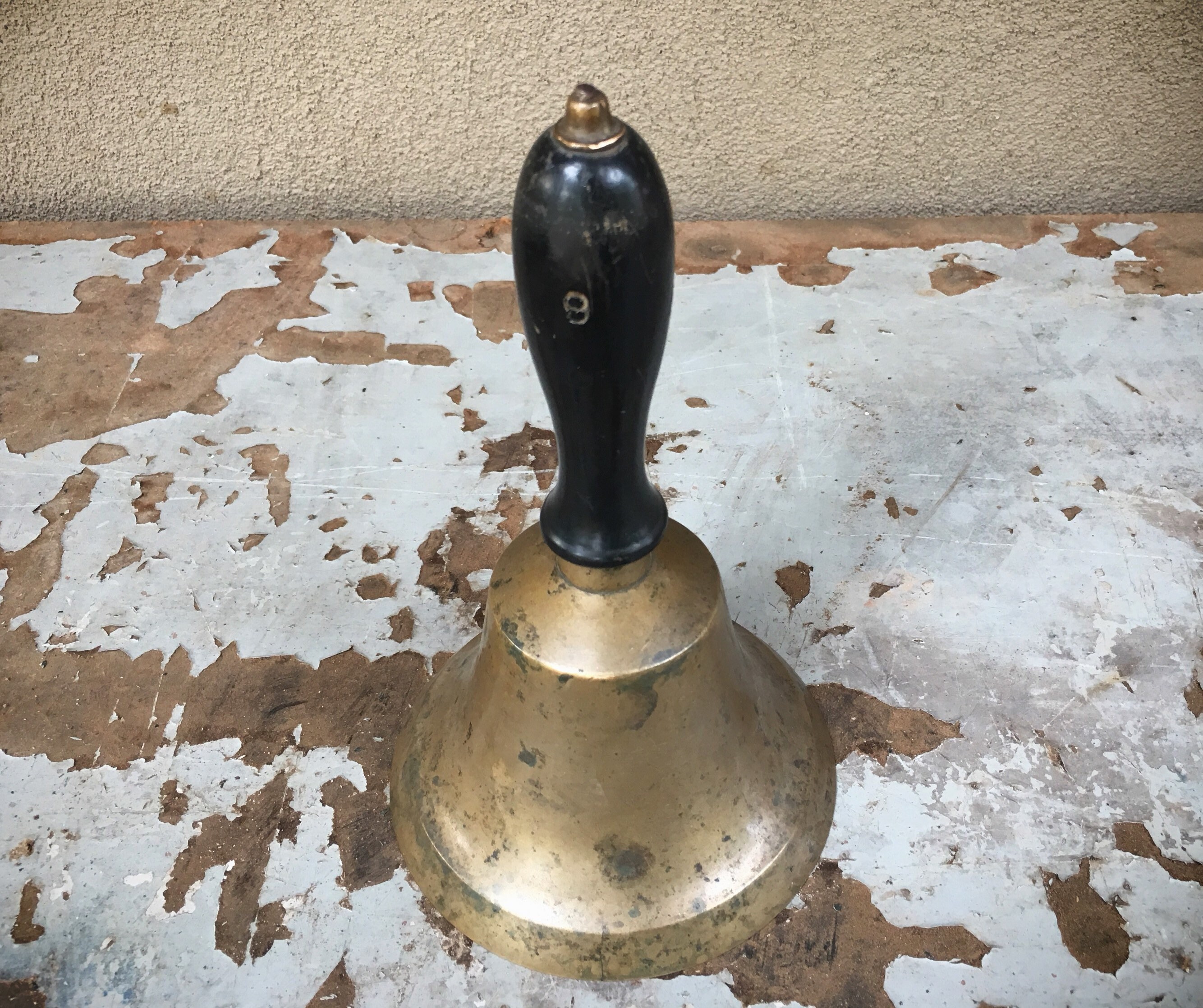 Large Old School Bell Brass with Wood Handle #9, Classroom Decor ...