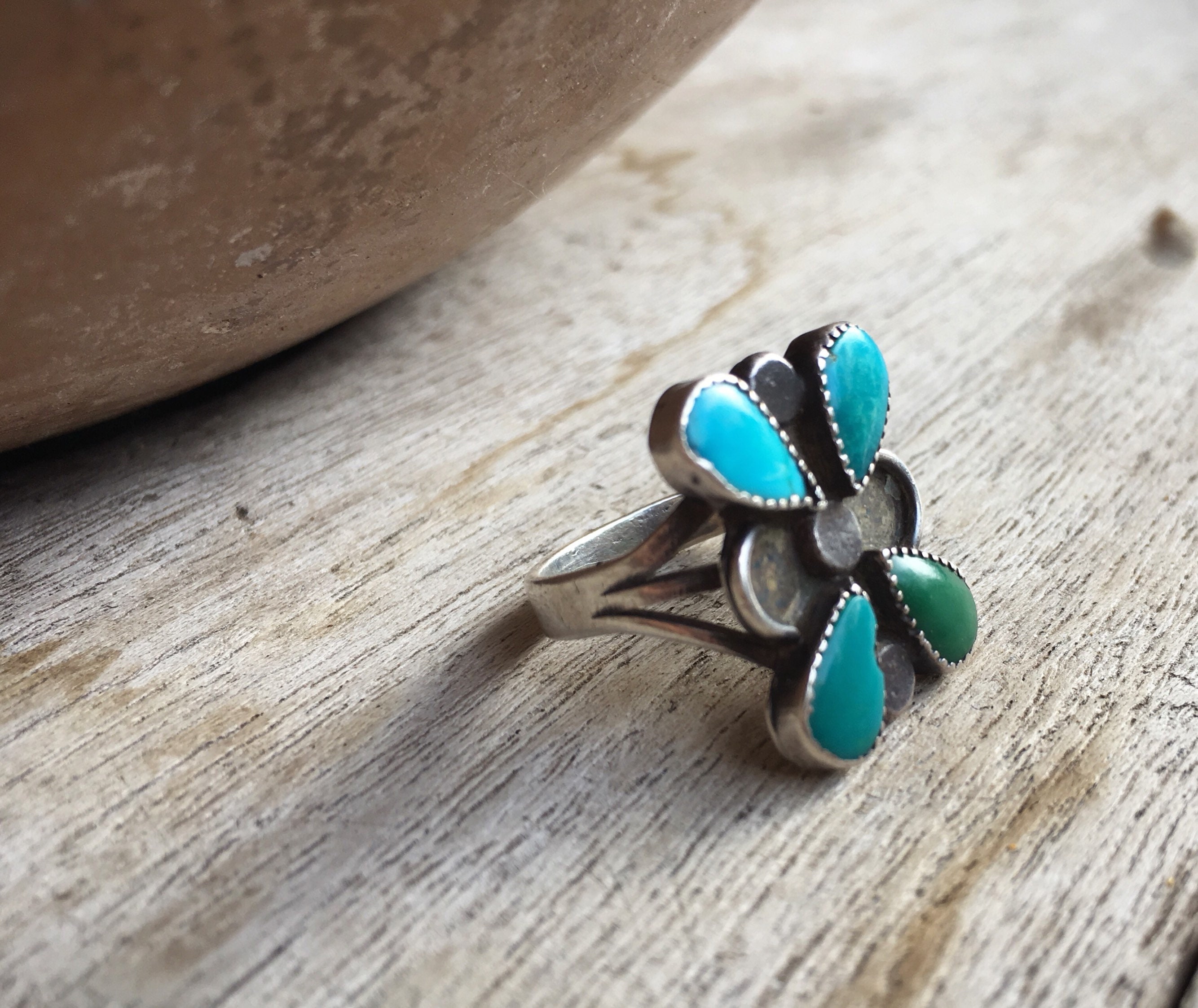 Vintage Zuni Turquoise Ring Butterfly Design Size 5, Native American ...