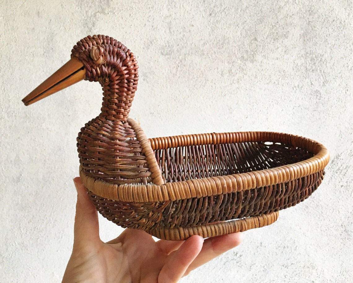 Instant Collection of Wicker Bird Woven Baskets Swan Quail | Etsy