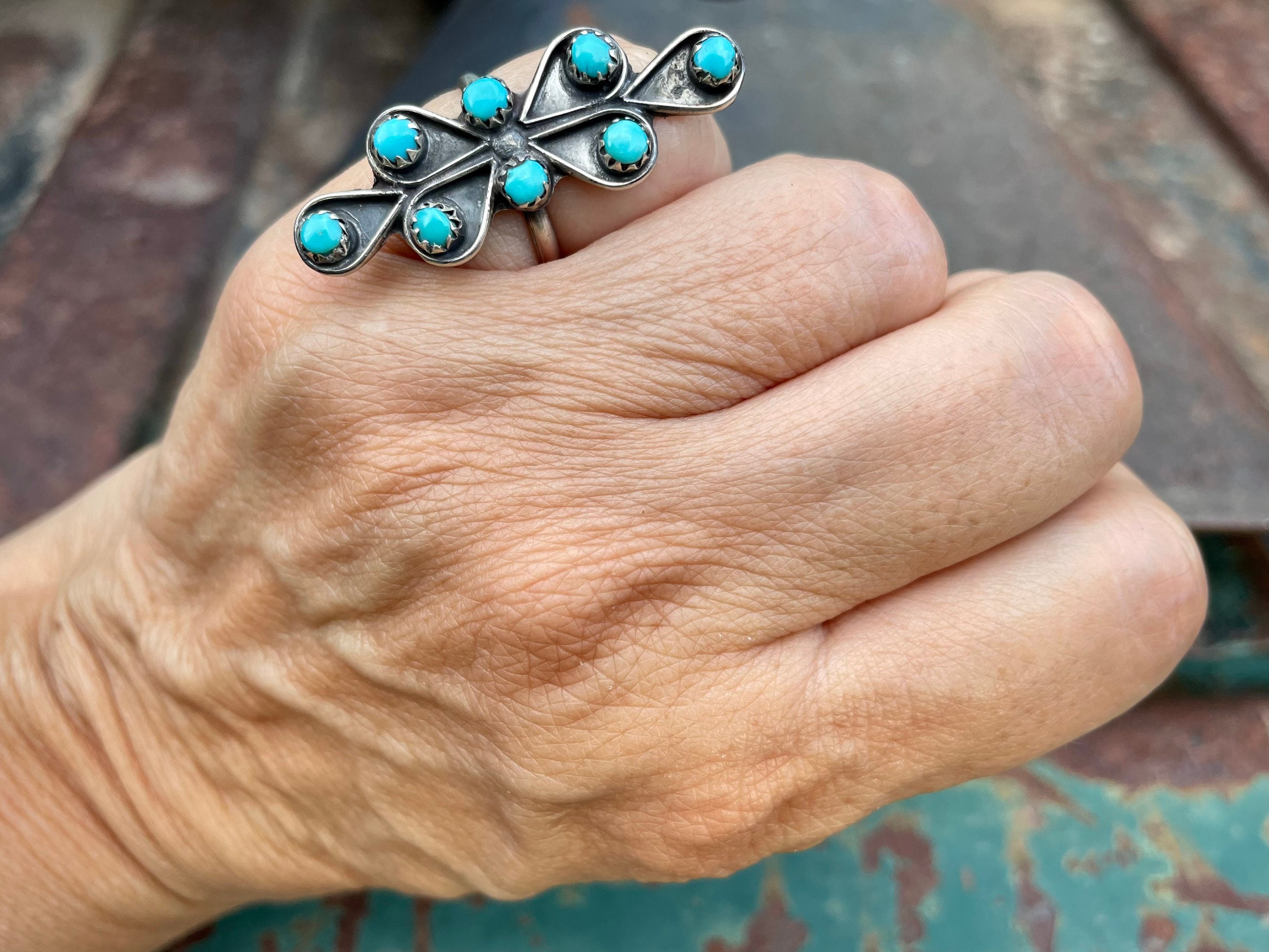Vintage Zuni Snake Eye Turquoise Ring for Women Size 5.75, Native ...