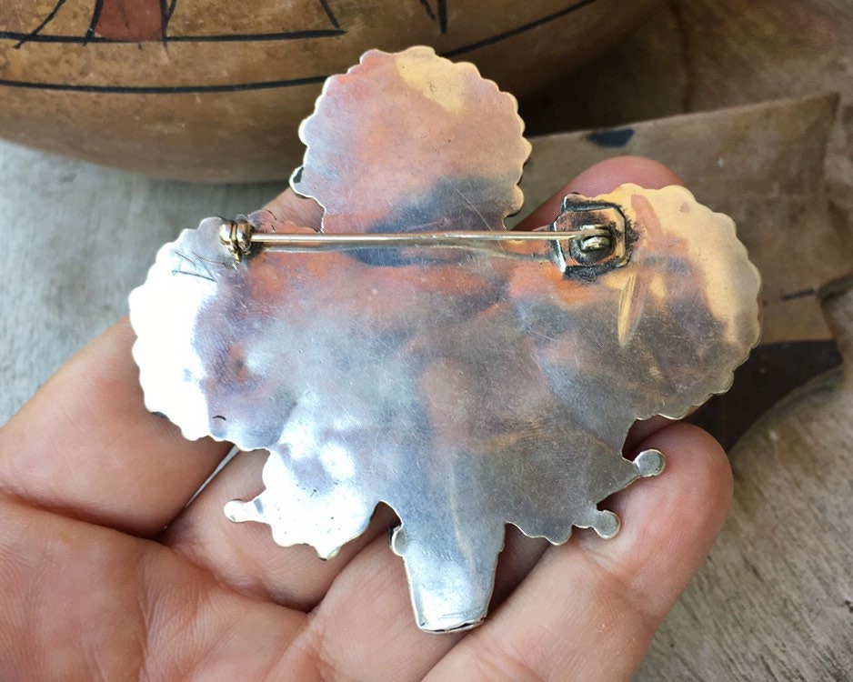 Zuni Petit Point Turquoise Flower Cluster Brooch Pin for Women, Native ...