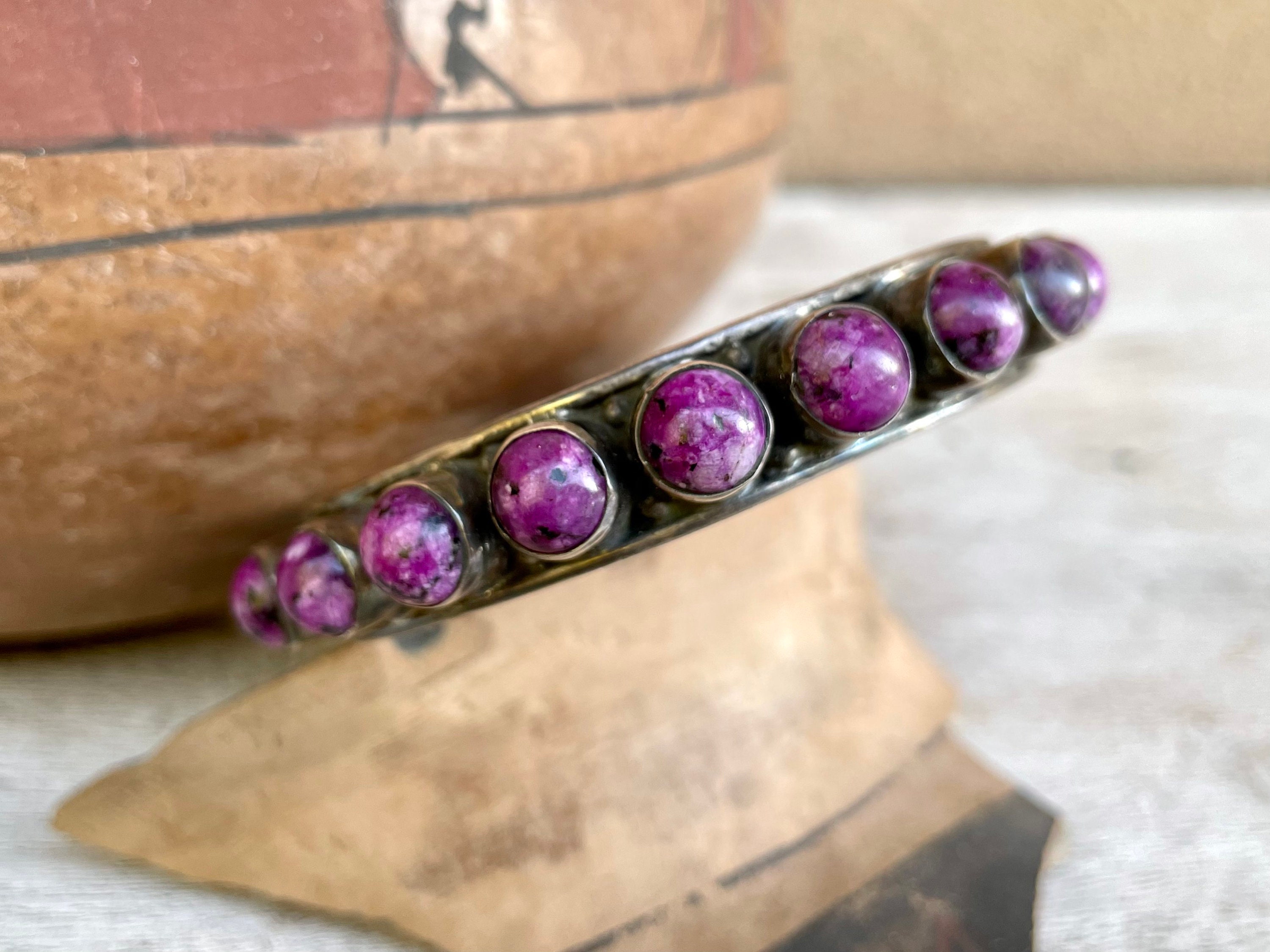 Navajo Silvia Chee Sugilite Sterling Silver Bangle, Chunky Bracelet ...