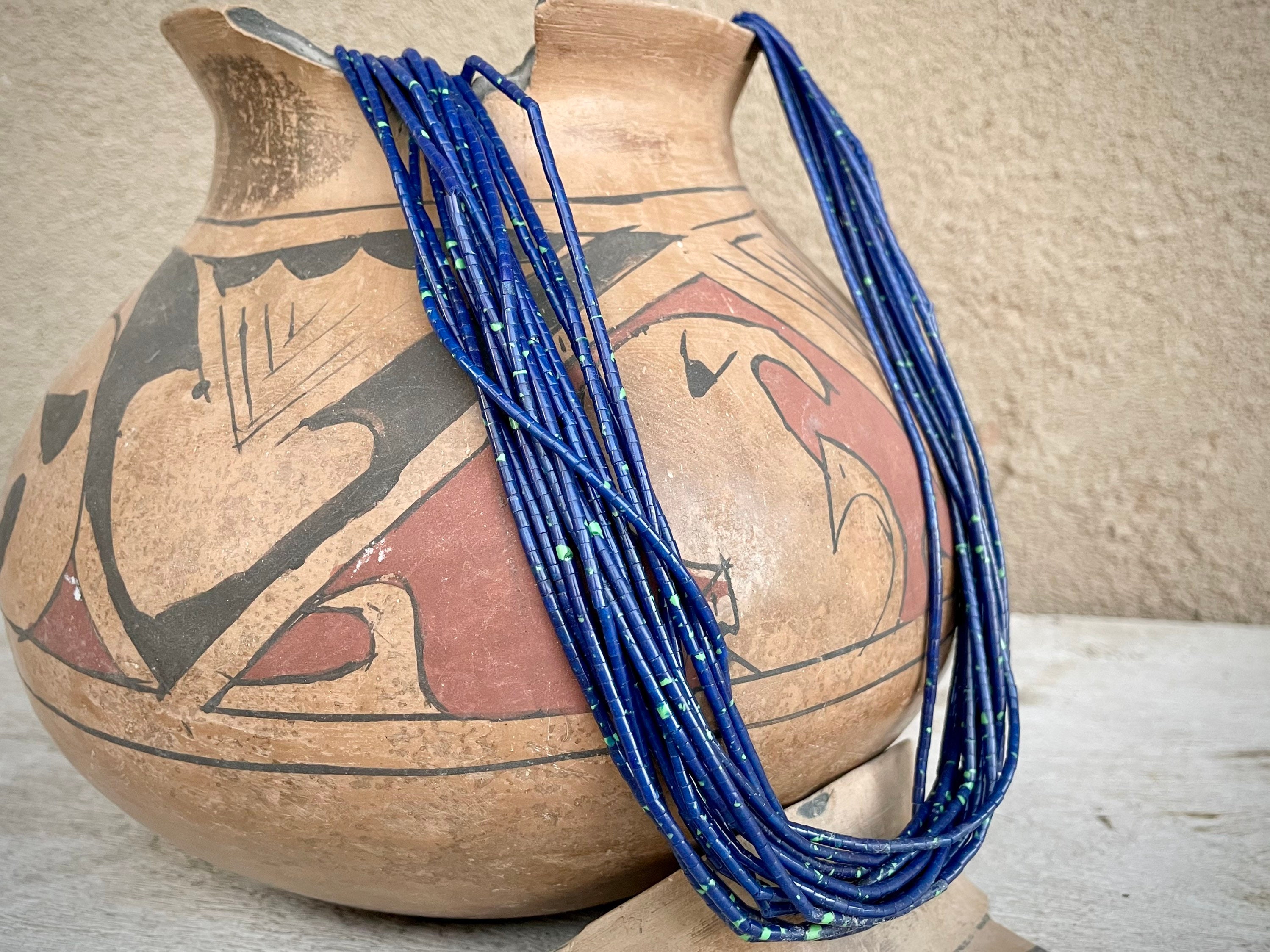 15-Strand Azurmalachite Heishi Necklace with Squaw Wrap Closure ...