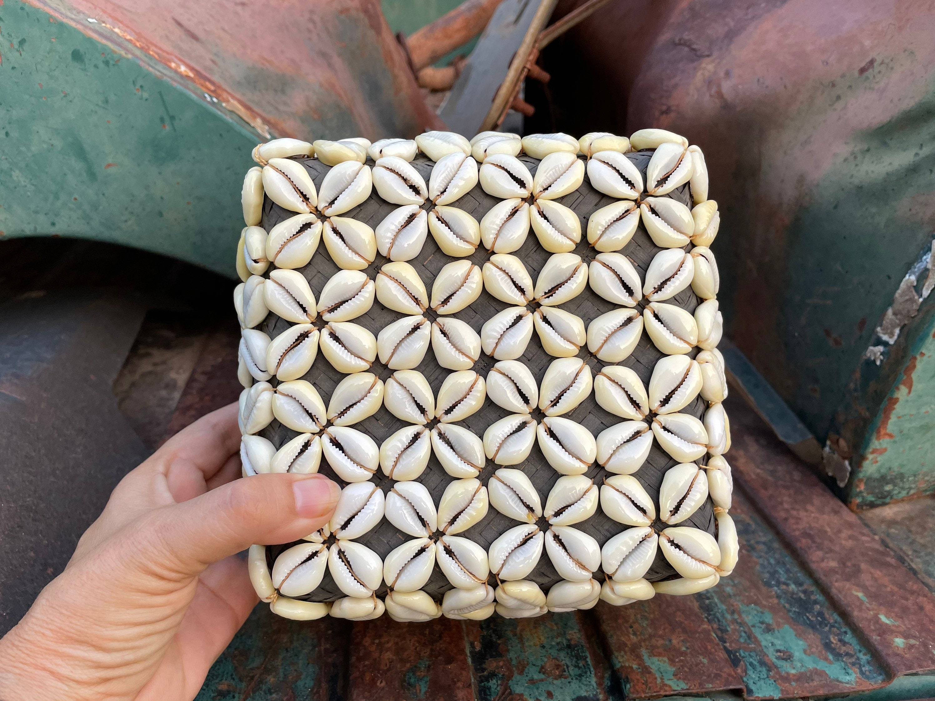 Bamboo Prayer Box Covered with Hand-Sewn Cowrie Shells, Decorative ...