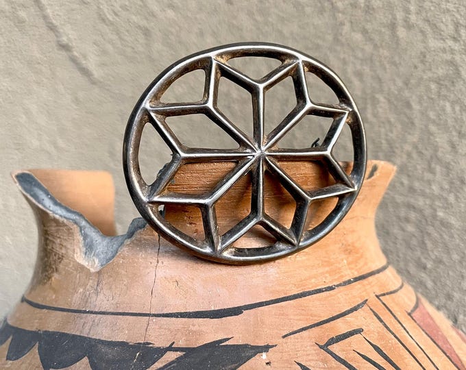 Vintage Hopi Navajo Sandcast Silver Star Pin (clasp Broken), Native ...