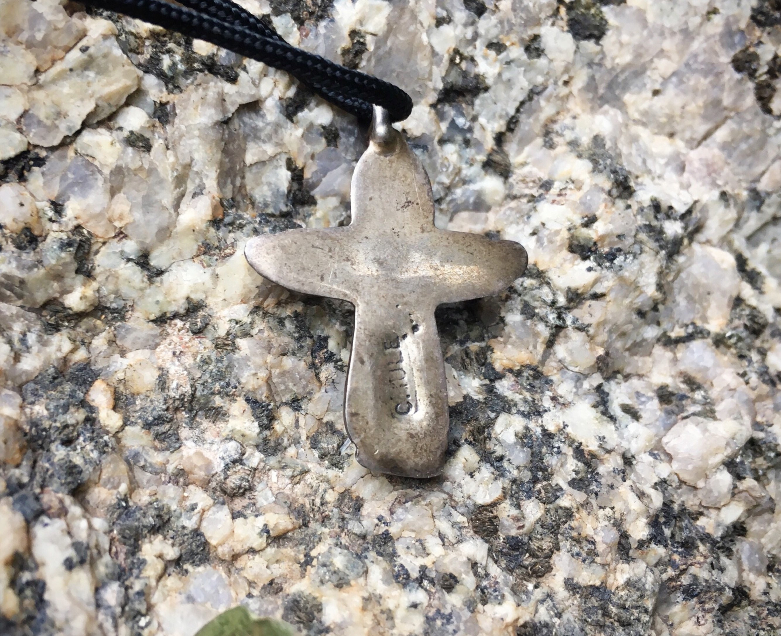 Zuni Cecilia Iule Turquoise Sterling Silver Cross Pendant Necklace ...