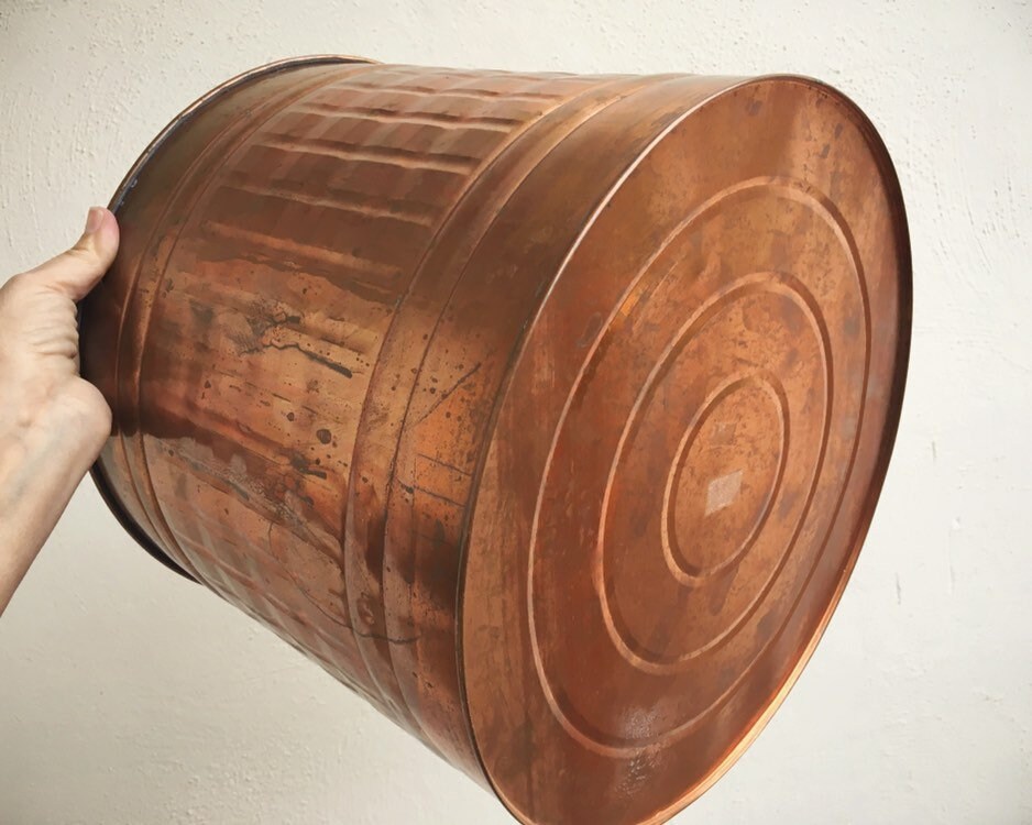 Vintage 13 Round Copper Planter for Potted Plant, Rustic Decor, 1980s ...