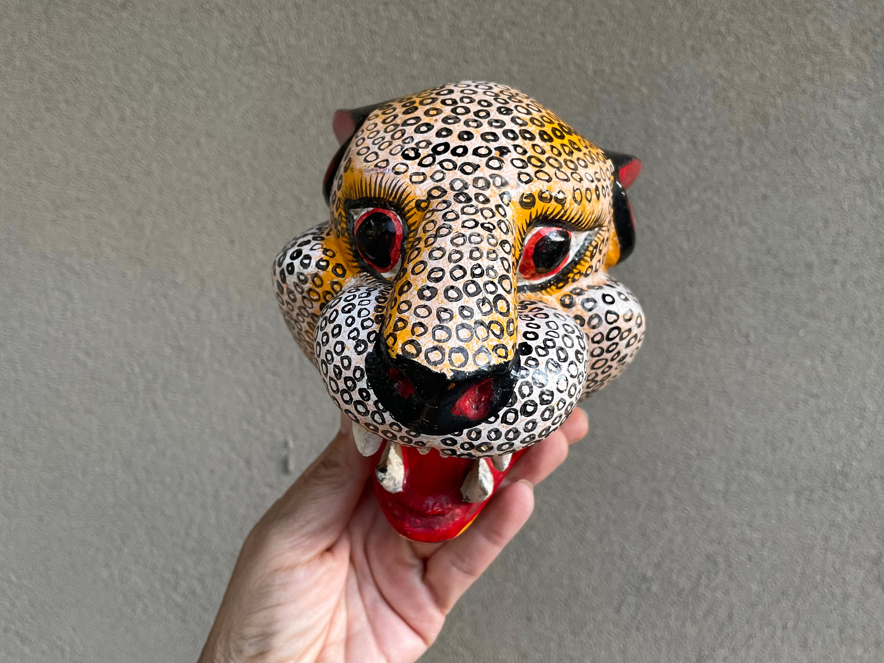 Carved Painted Vintage Mexican Wooden Jaguar Tigre Wall Hanging, Mexico ...