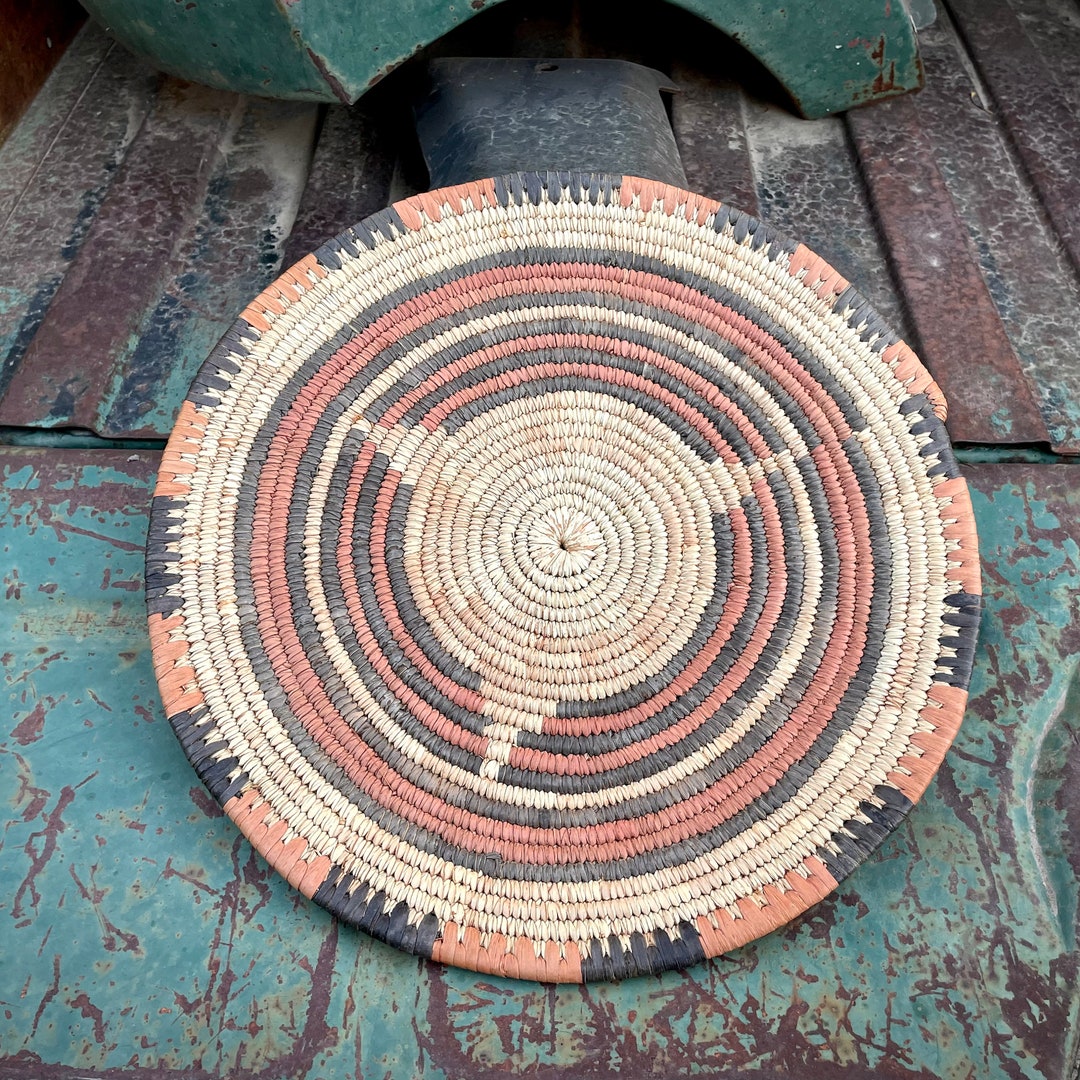 Vintage West African Coiled Shallow Flat Basket Mat of Hausa People in ...