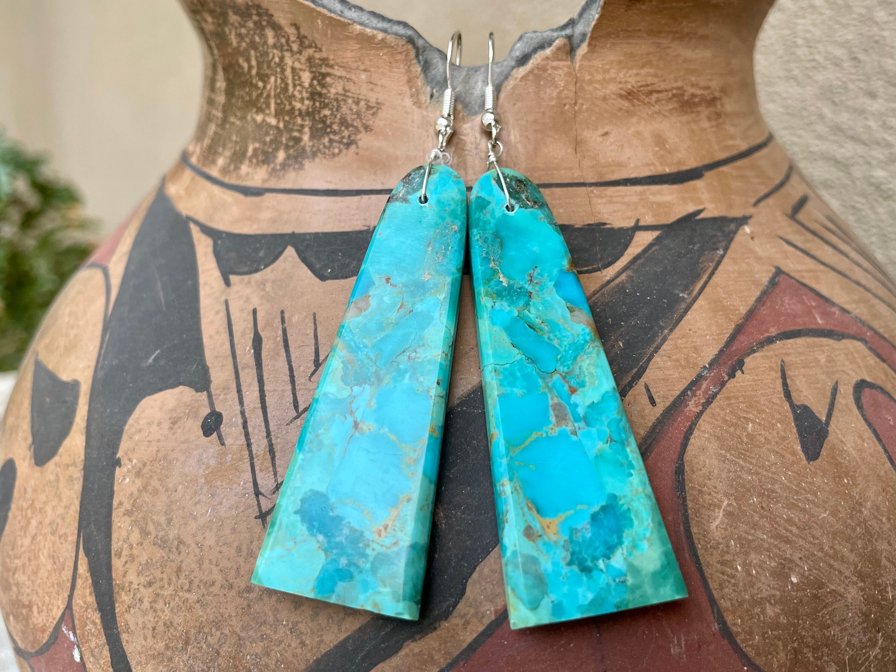 Composite Turquoise Slab Earrings Santo Domingo Kewa Pueblo, Native ...