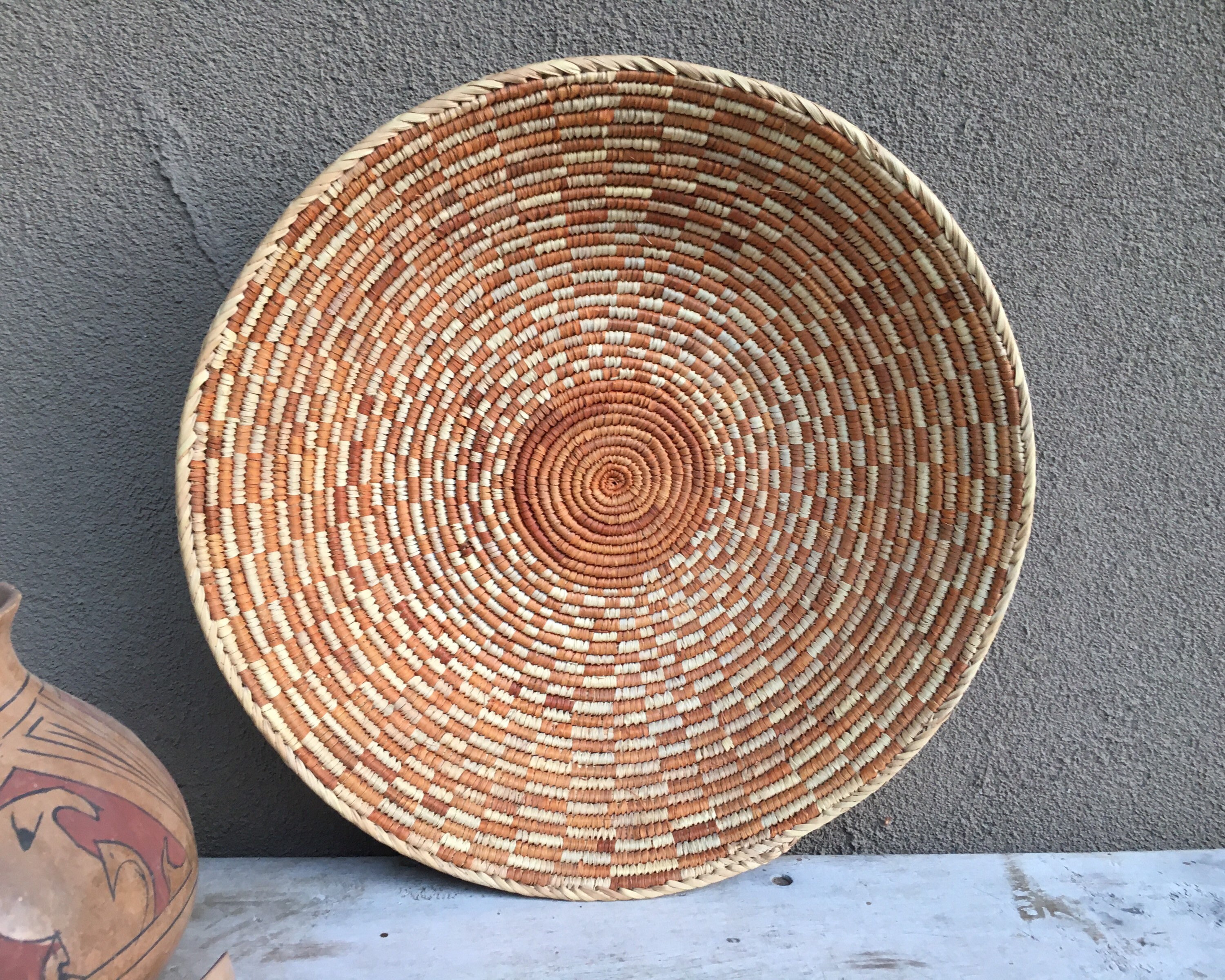 15 Shallow Woven Basket Bohemian Decor, Southwestern Decor, Native ...