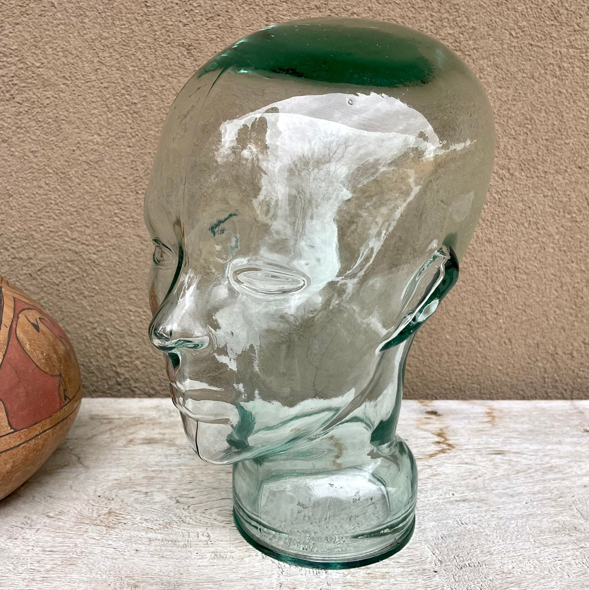 Vintage Art Glass Head Sculpture Display, Mannequin Bust, Sunglasses ...