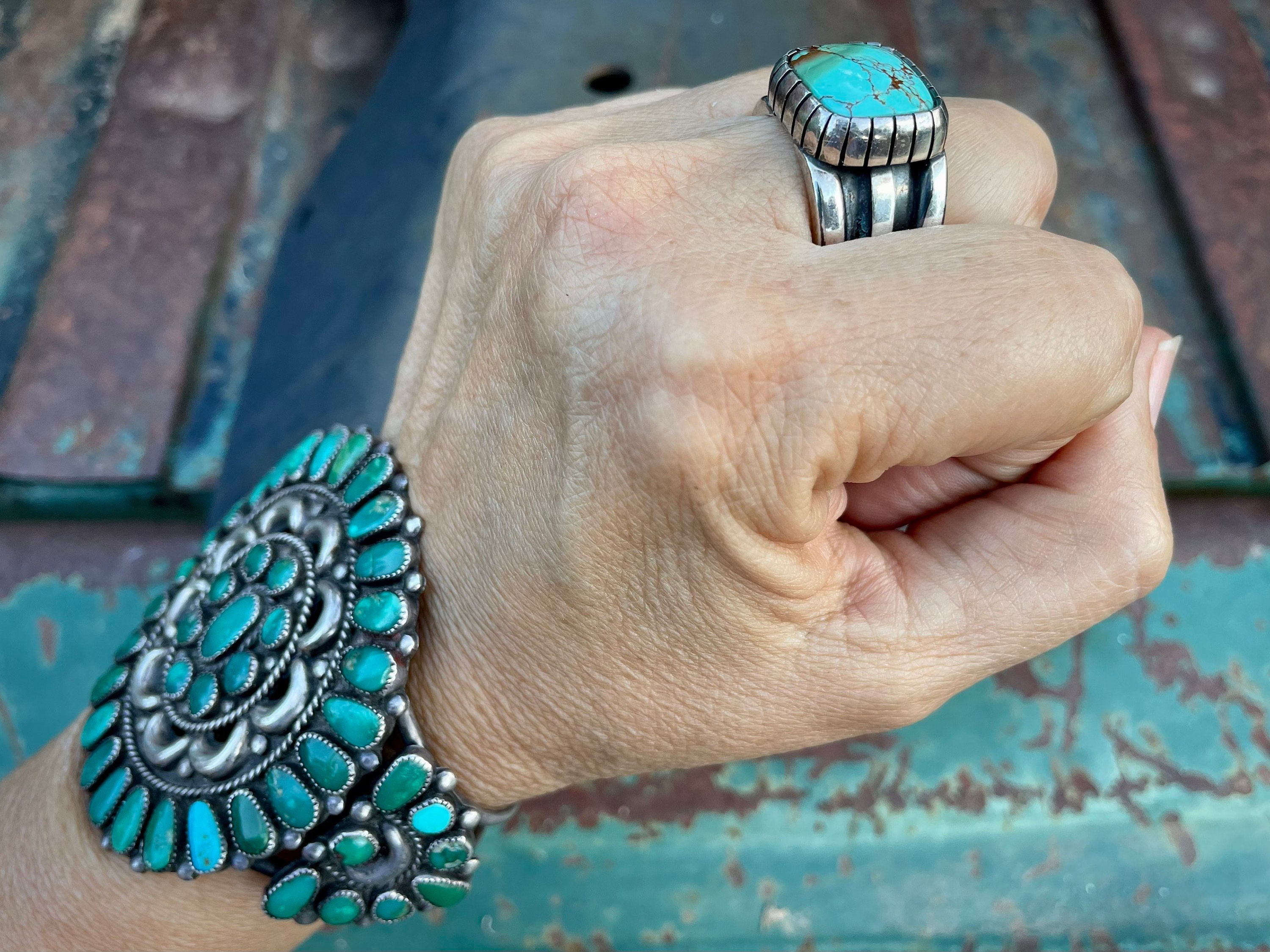 Number Eight Turquoise Rectangle Shaped Ring Size 10 (Approx ...