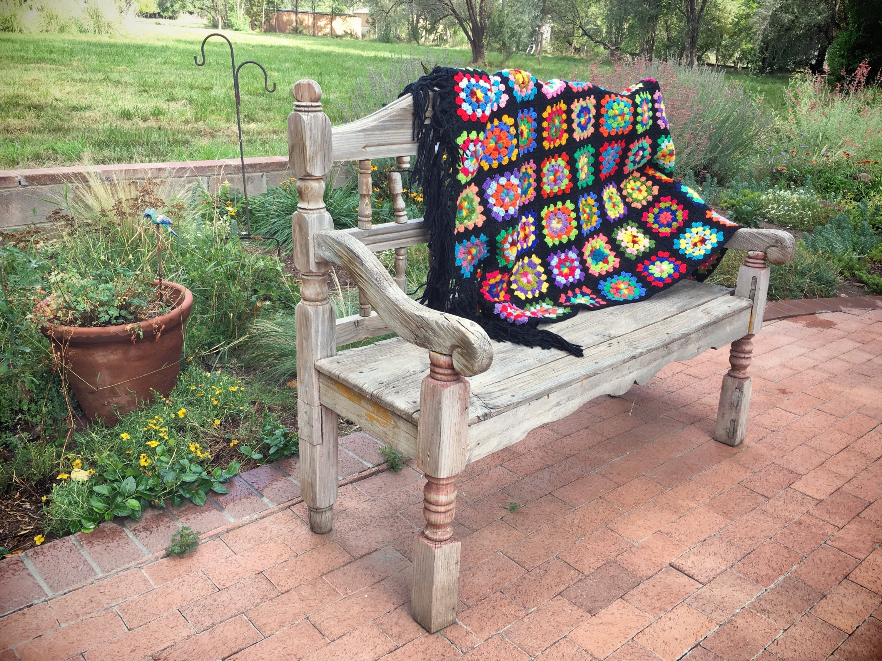 Crochet Afghan Throw Blanket Granny Square, Bohemian Decor, Retro Decor ...