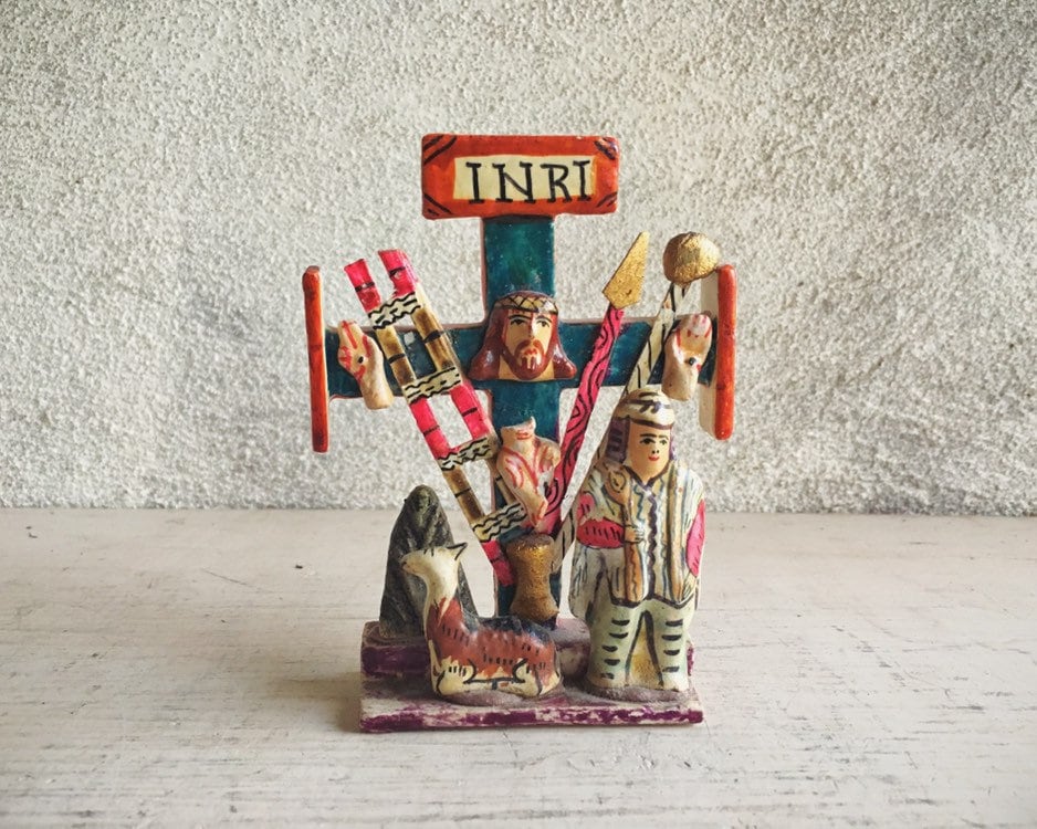 Vintage Miniature Mexican Folk Art Cross Altar Decor, Mexican Decor ...