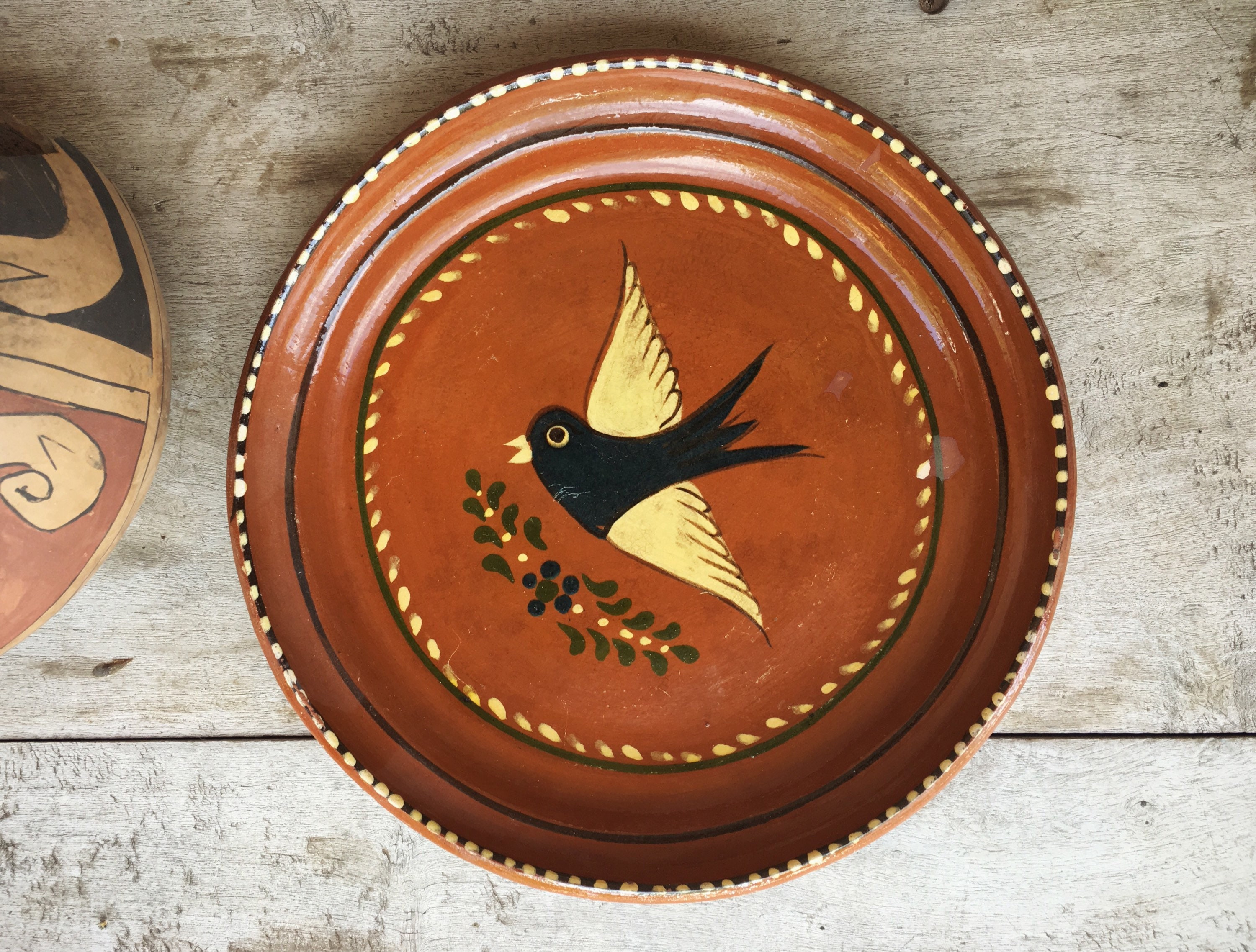 Mexican Pottery Plate Black Bird Decor Redware Mexican Decor Capula ...