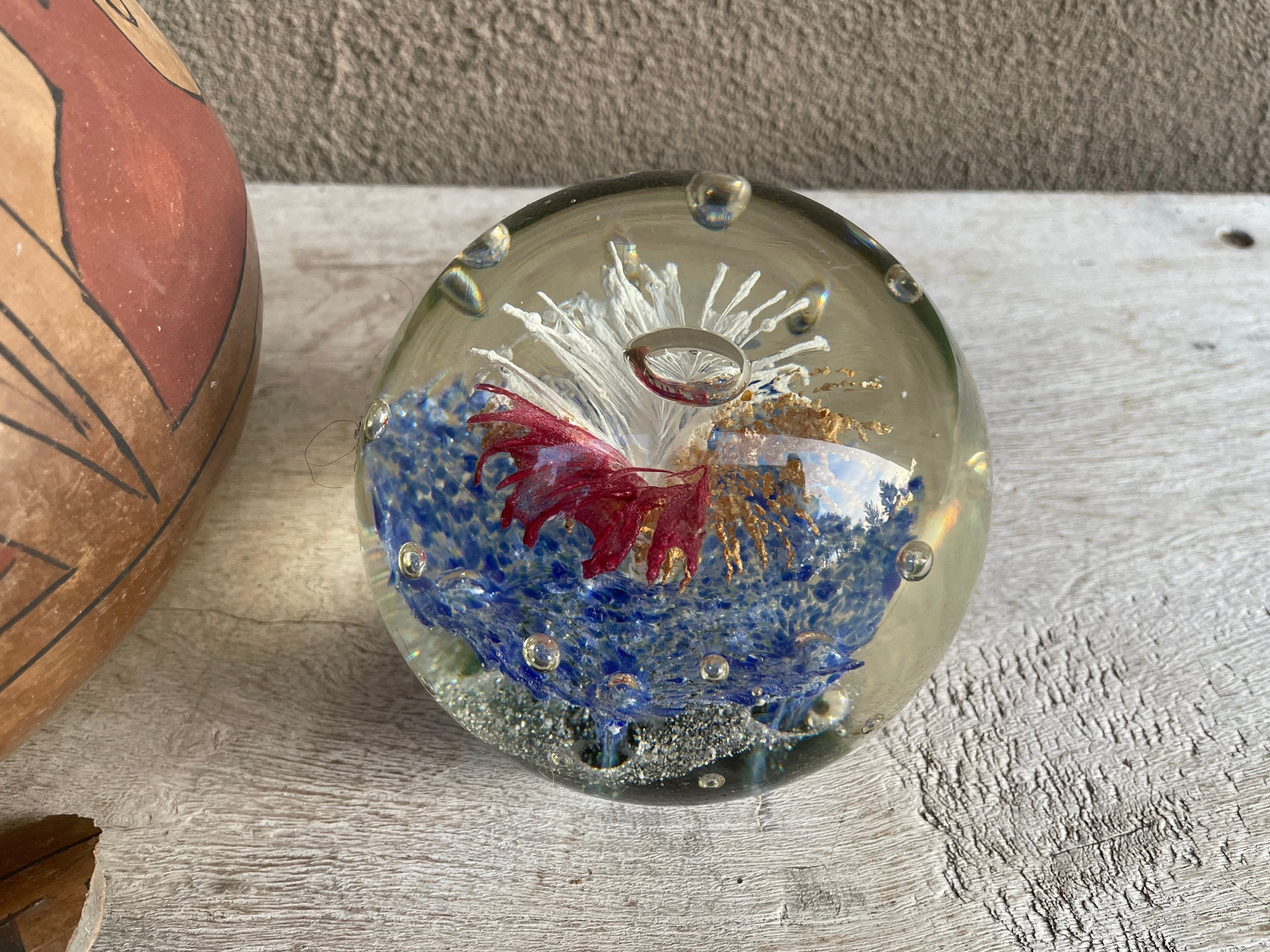 Vintage Dynasty Gallery Art Glass Paperweight Suspended Fountain with ...