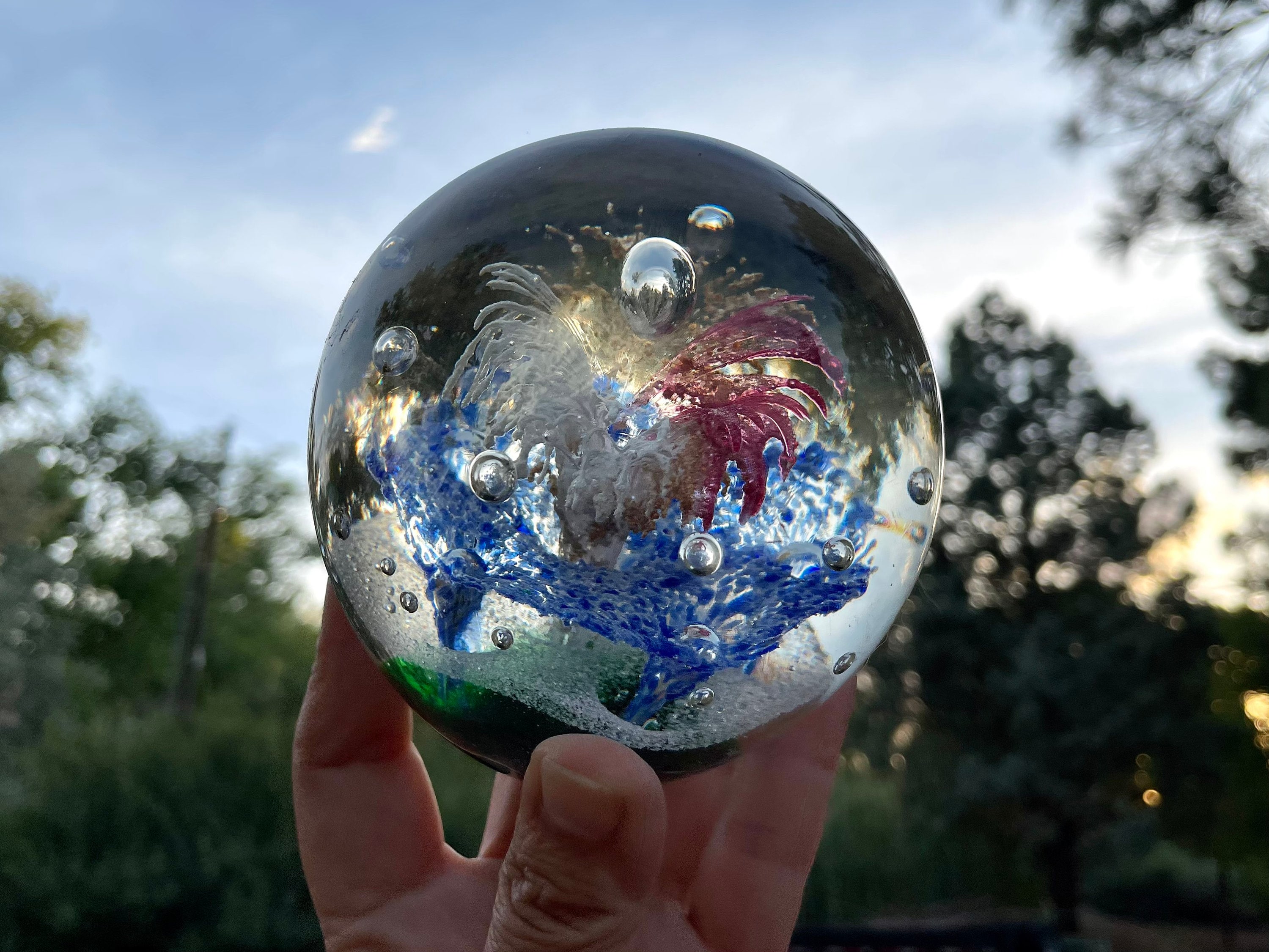 Vintage Dynasty Gallery Art Glass Paperweight Suspended Fountain with ...