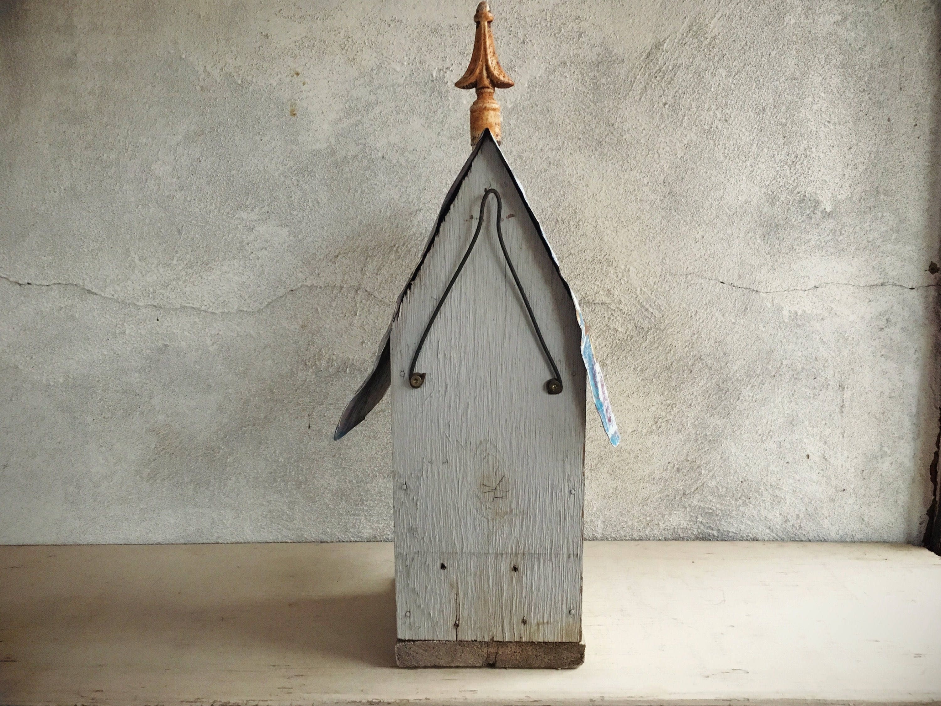 Rustic Birdhouse Wood with Metal Finial Steeple, Cottage Decor Spring ...