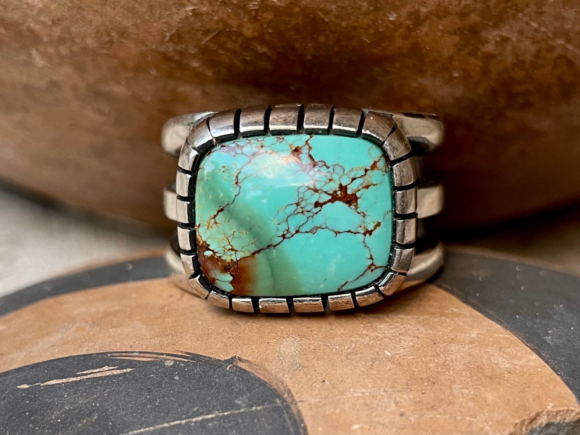 Number Eight Turquoise Rectangle Shaped Ring Size 10 (Approx ...