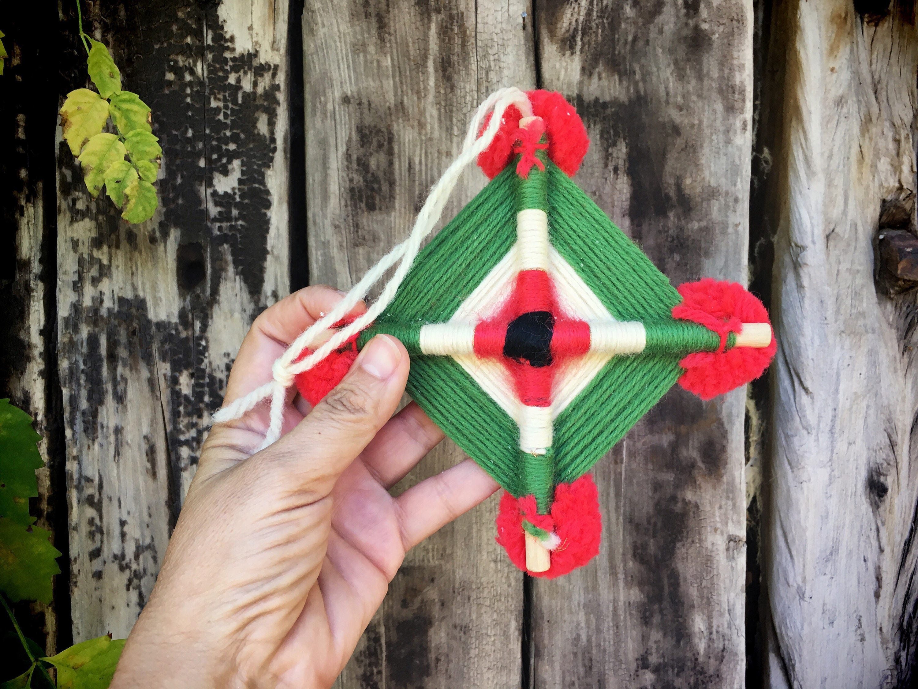 Vintage Gods Eye Ojo De Dios Huichol Style Christmas Ornaments For Tree