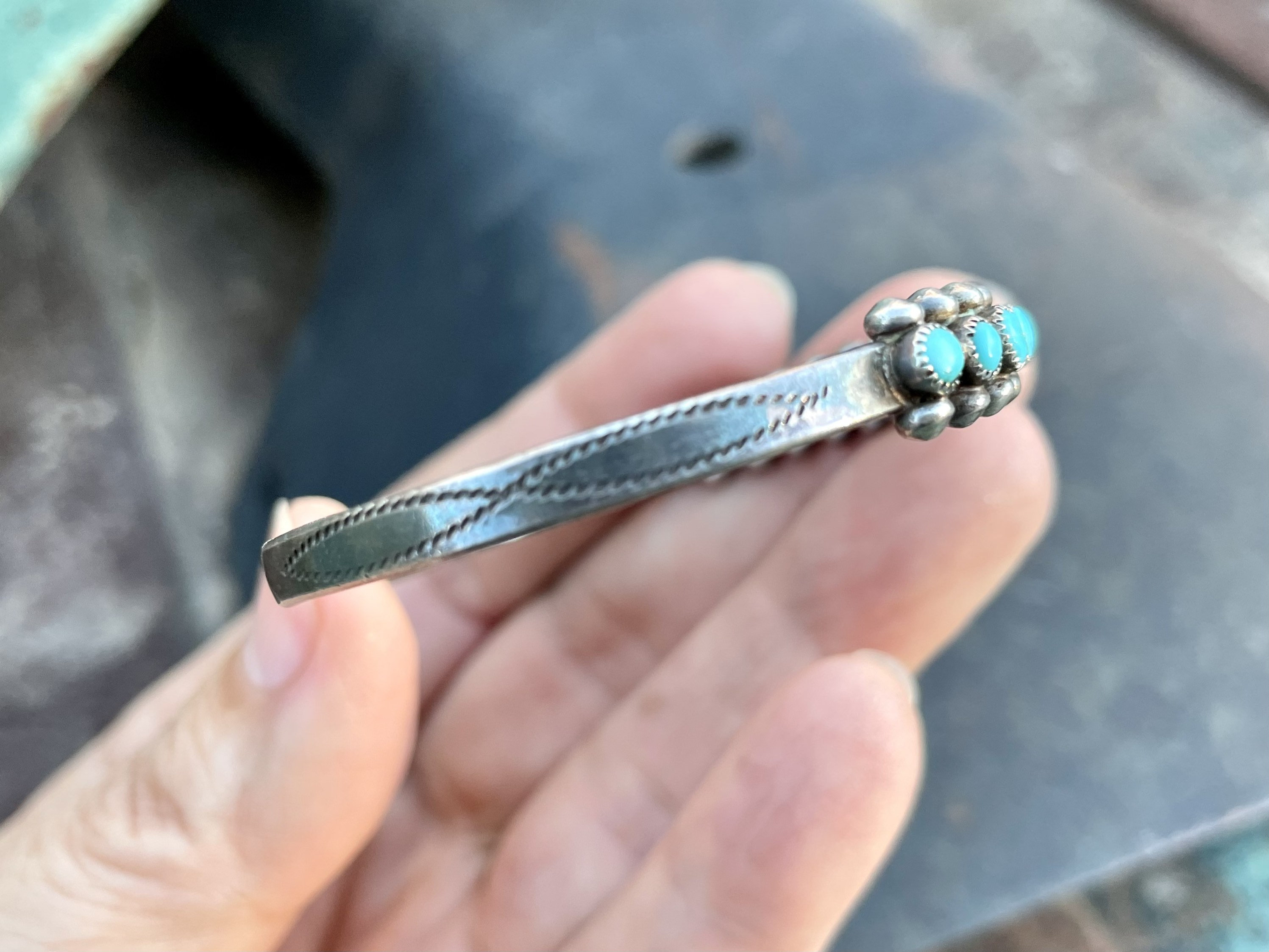 Fred Harvey Era Turquoise Snake Eye Bracelet Size 6.5, Dainty Cuff ...