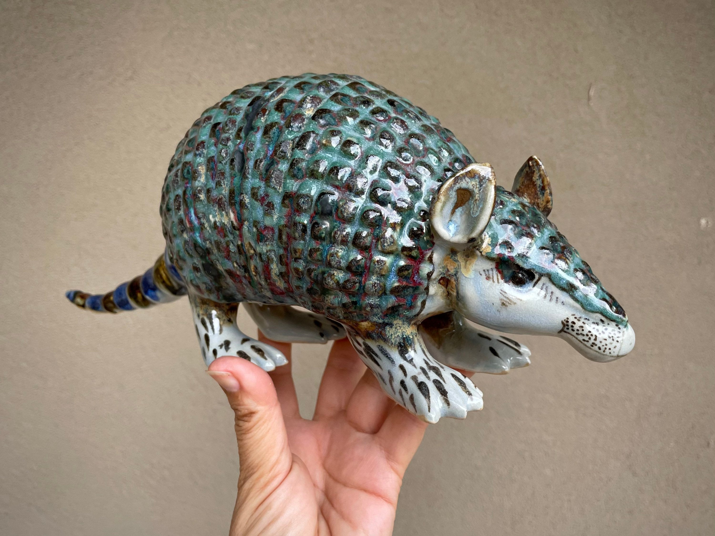 Vintage Ken Edwards Pottery Armadillo Statue, Over 12 Long, Folk Art ...