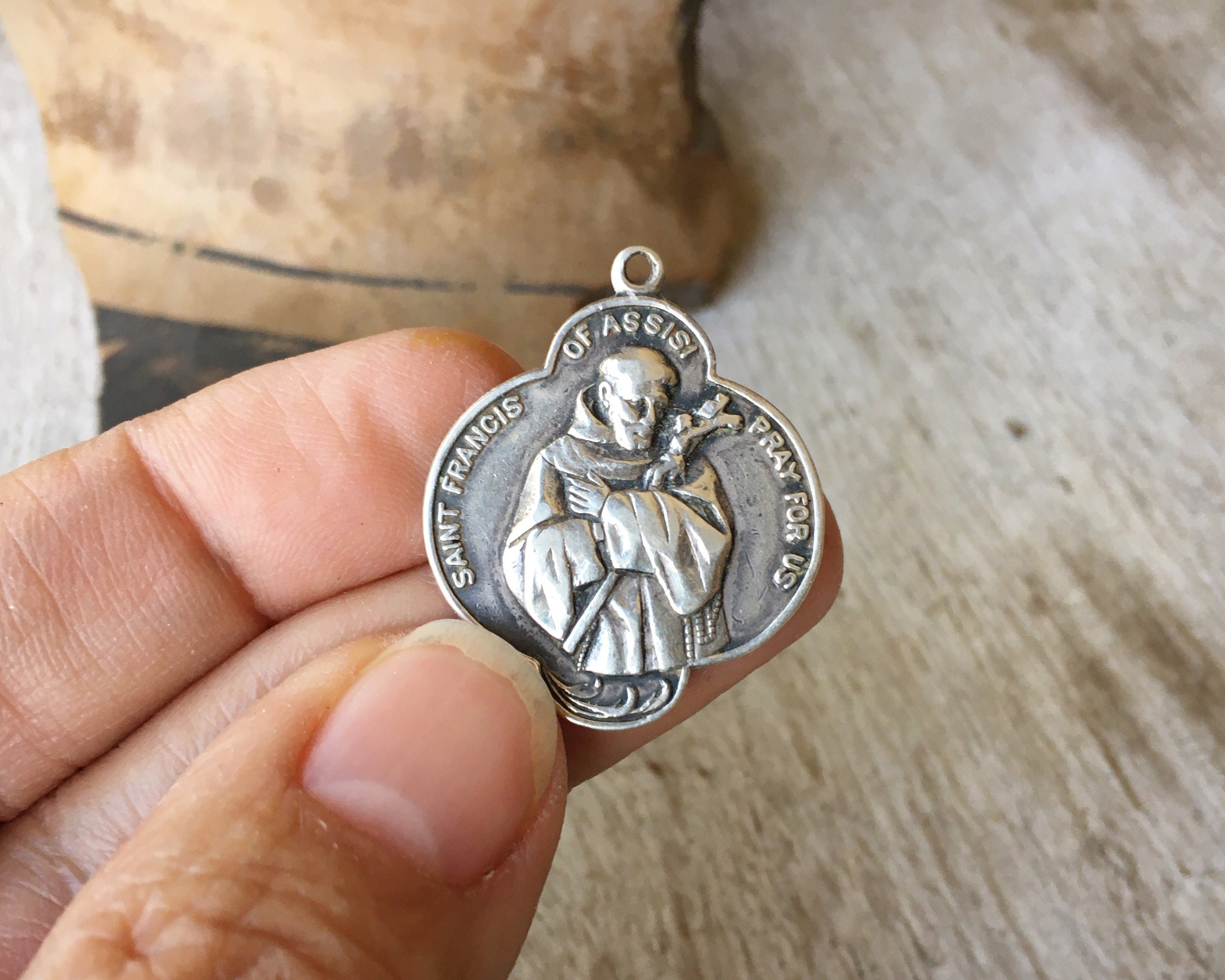 Silver Plated Holy Charm St. Francis of Assisi and St. Anthony, Two ...