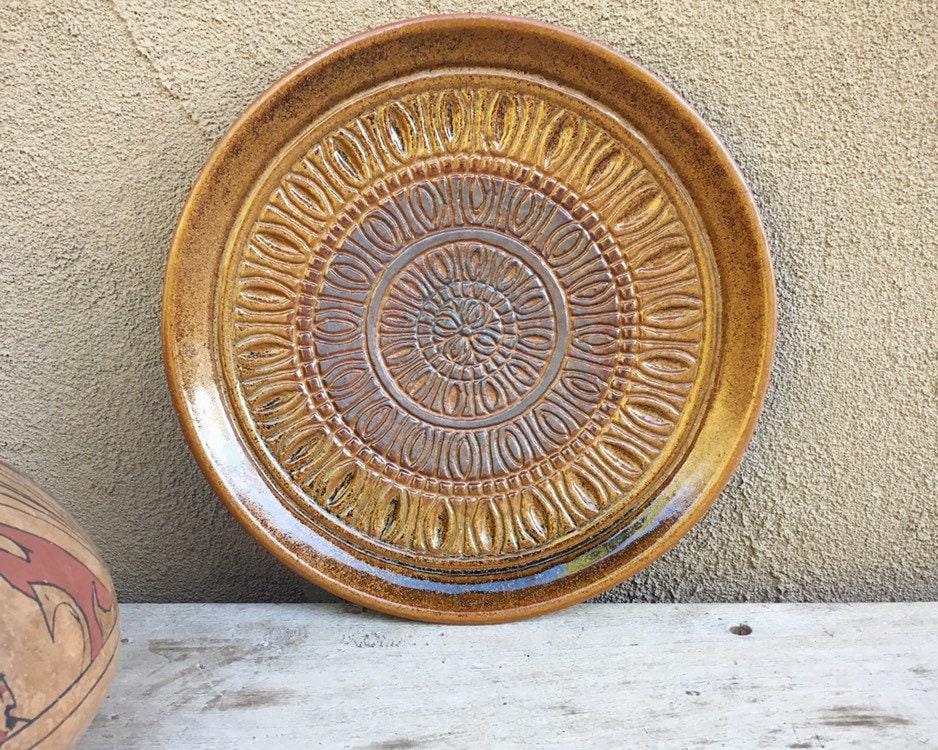 Mid Century Art Pottery Plate Treasure Craft USA, Stoneware Plates ...