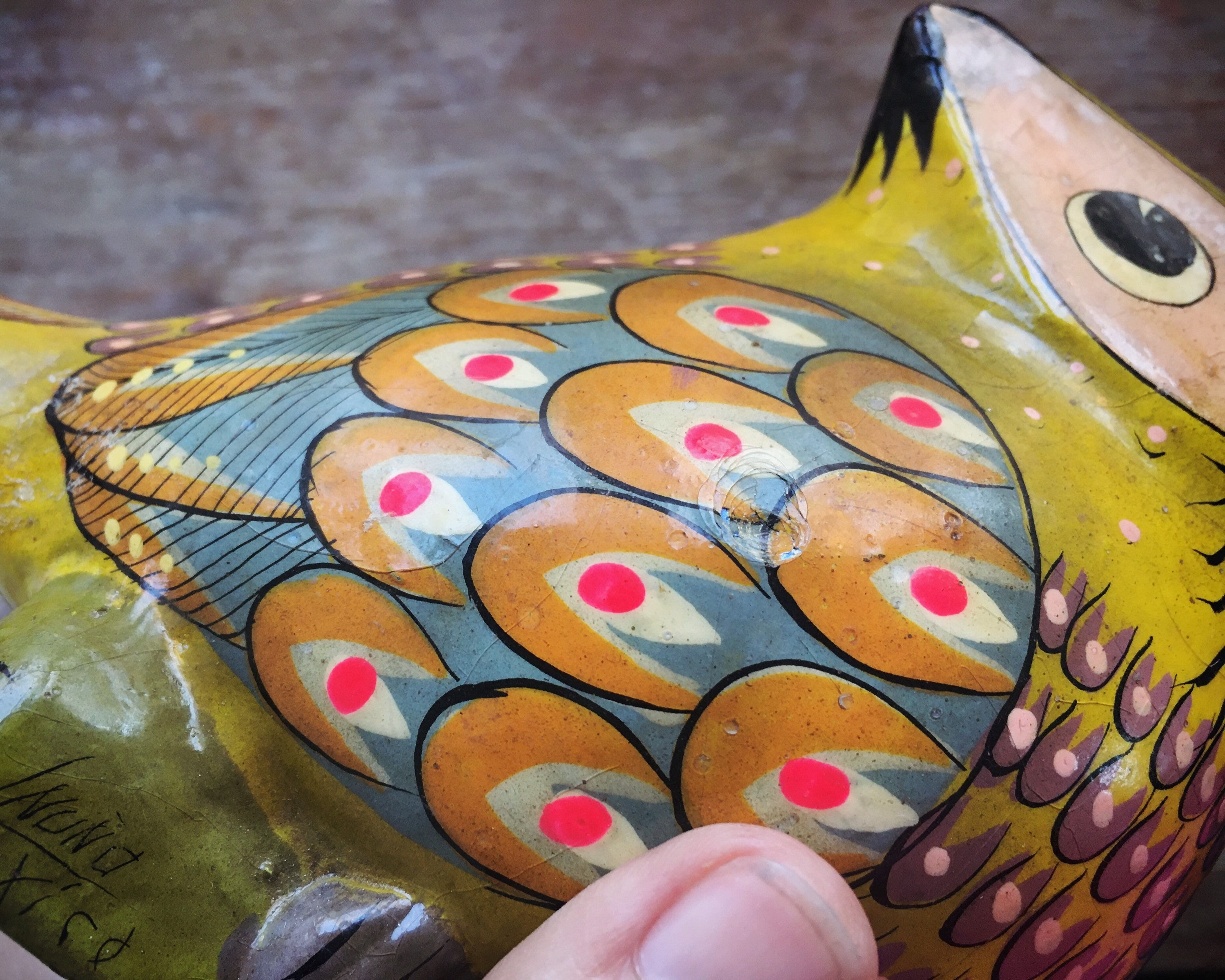 Yellow Paper Mache Owl from Tonala Mexico Folk Art, Give a Hoot Gift ...