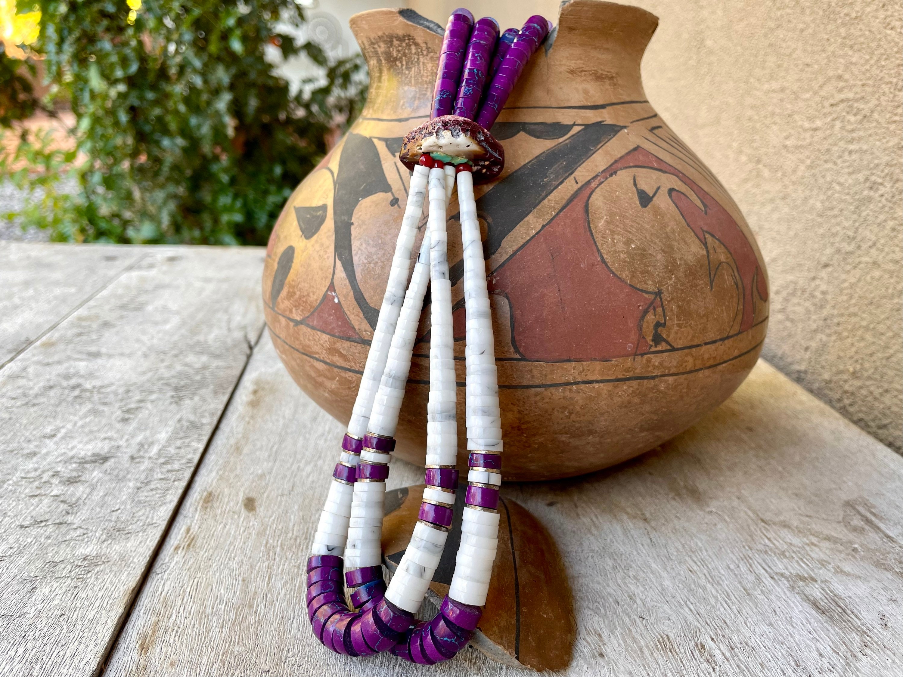 Purple Mohave Turquoise and White Howlite Huge Heishi Jacla Necklace 32 ...