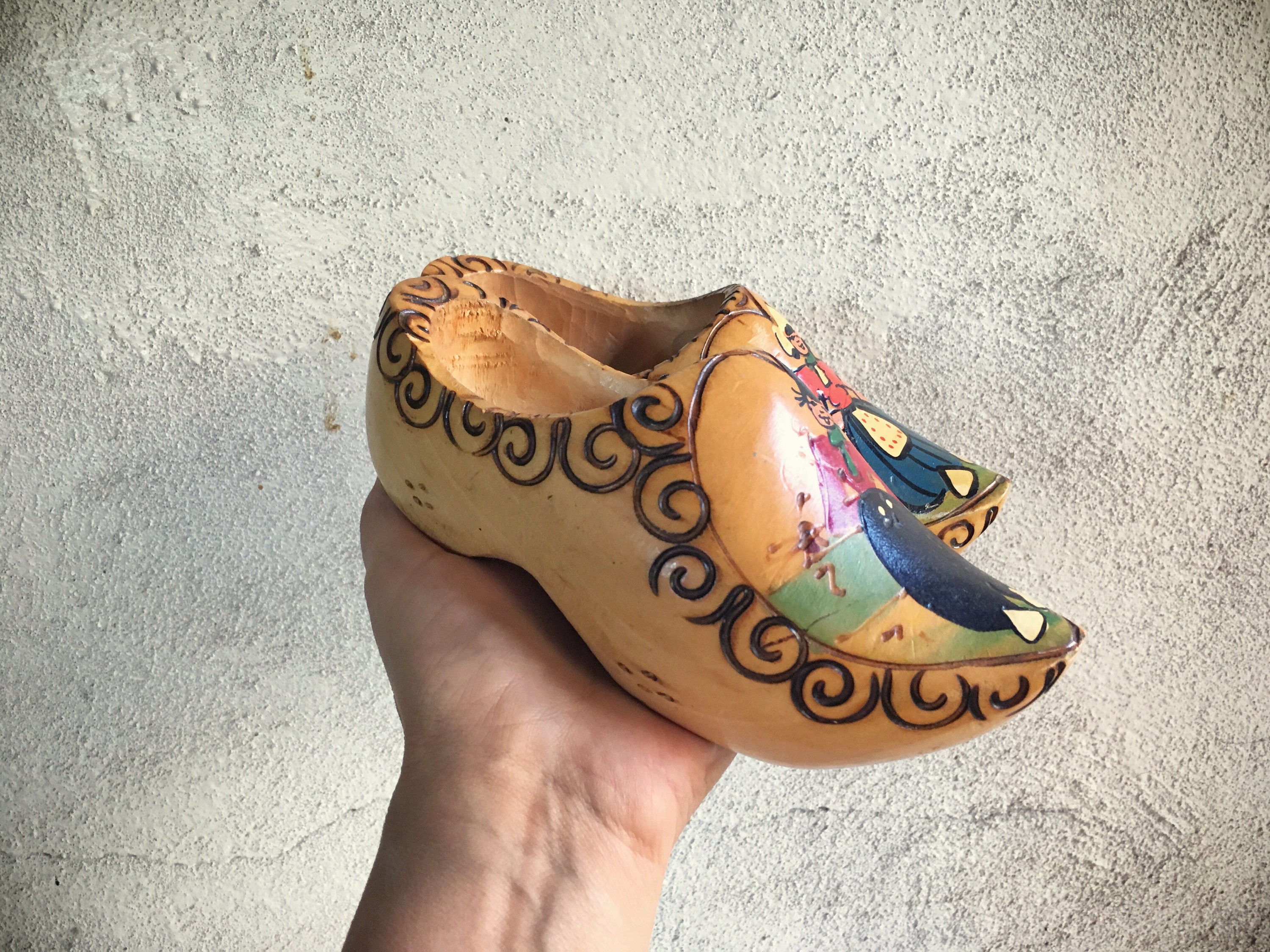 Pair of Small Vintage Wooden Clogs to Hang on Wall Holland Souvenir ...
