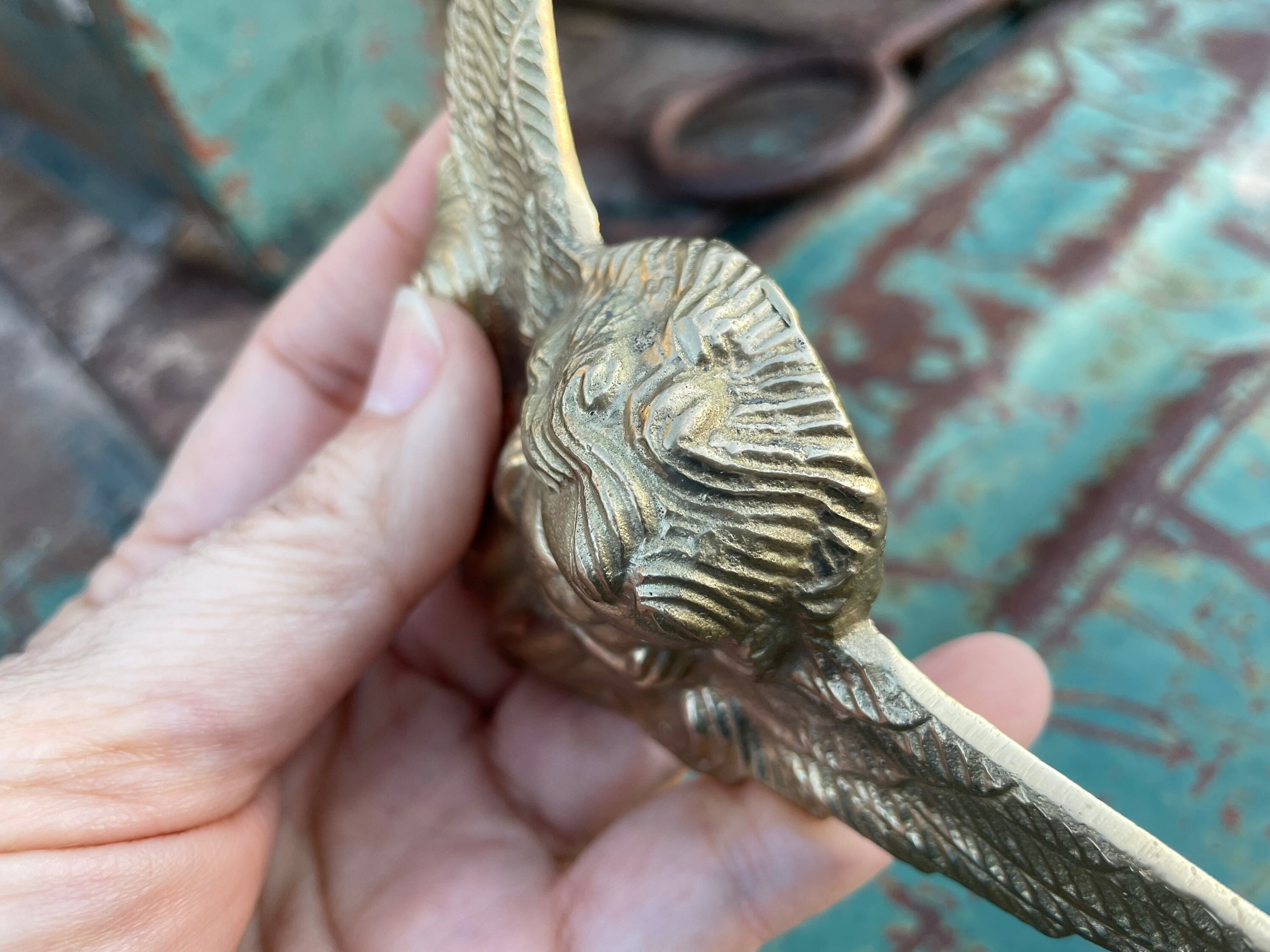 Small Brass Angel with Wings Wall Hanging, Bedroom Nursery Decoration ...