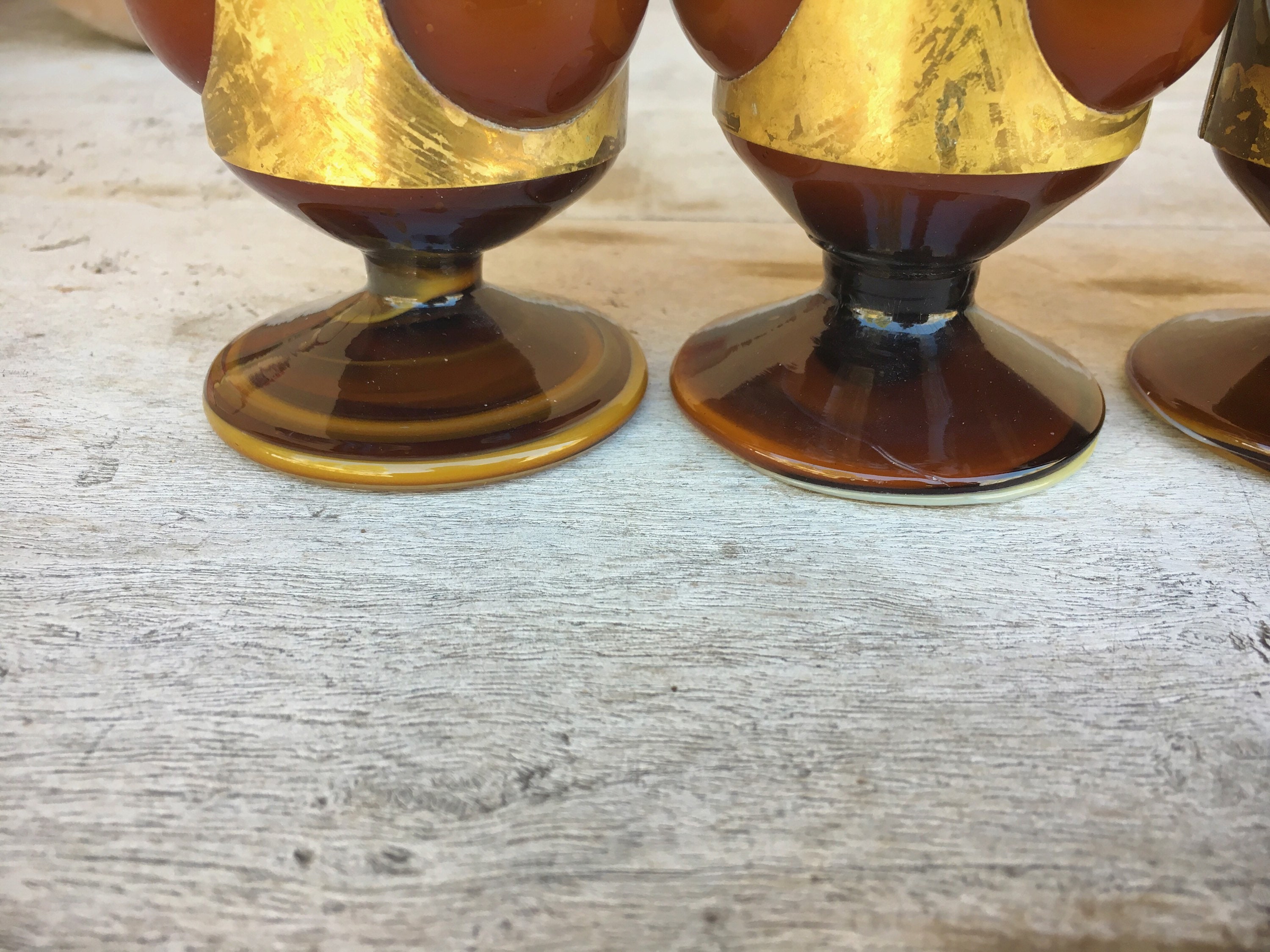 Set of Four Hand Blown Caged Glasses Mexican Glassware, Brutalist ...