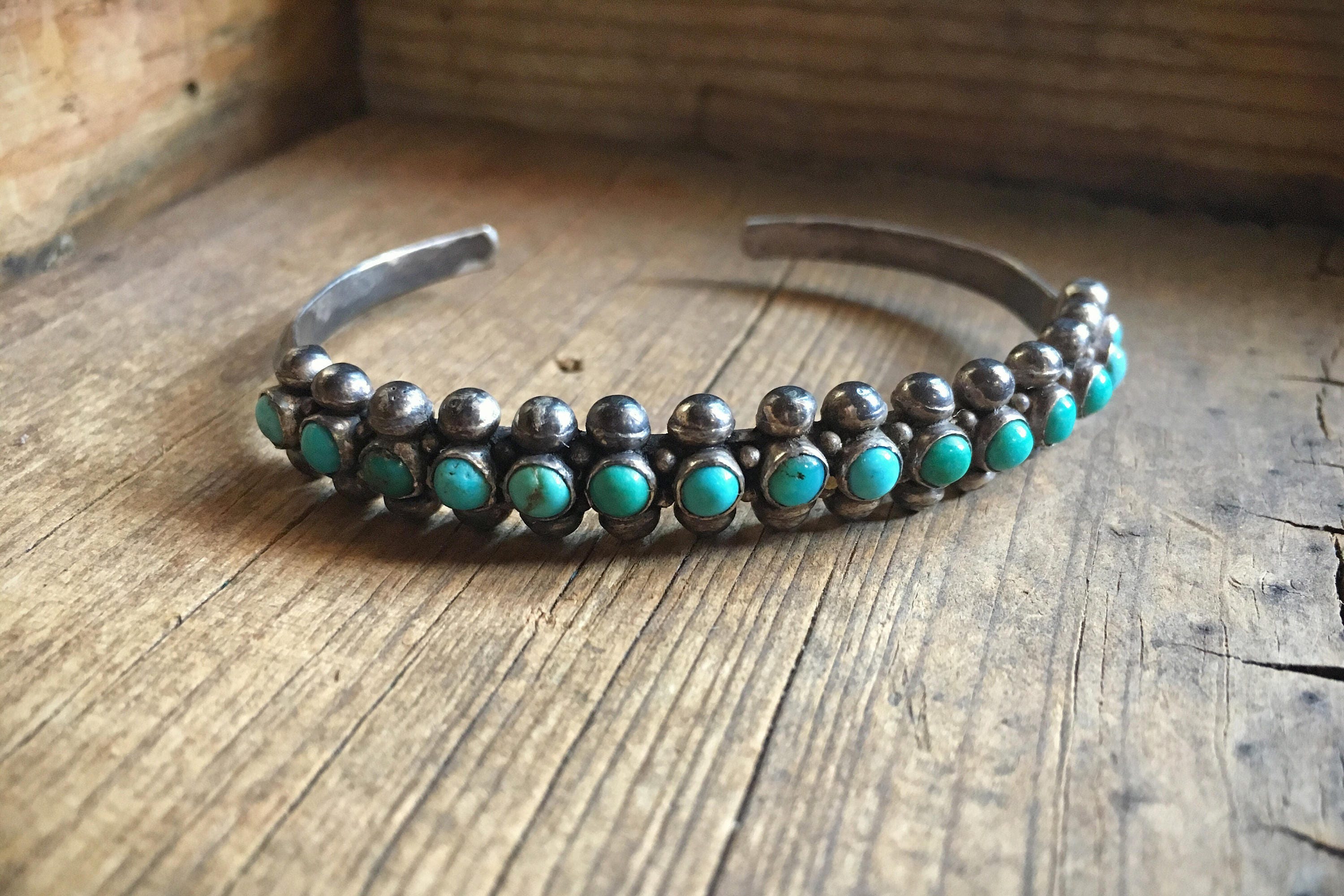 1940s turquoise silver vintage snake eye cuff Southwestern bracelet ...