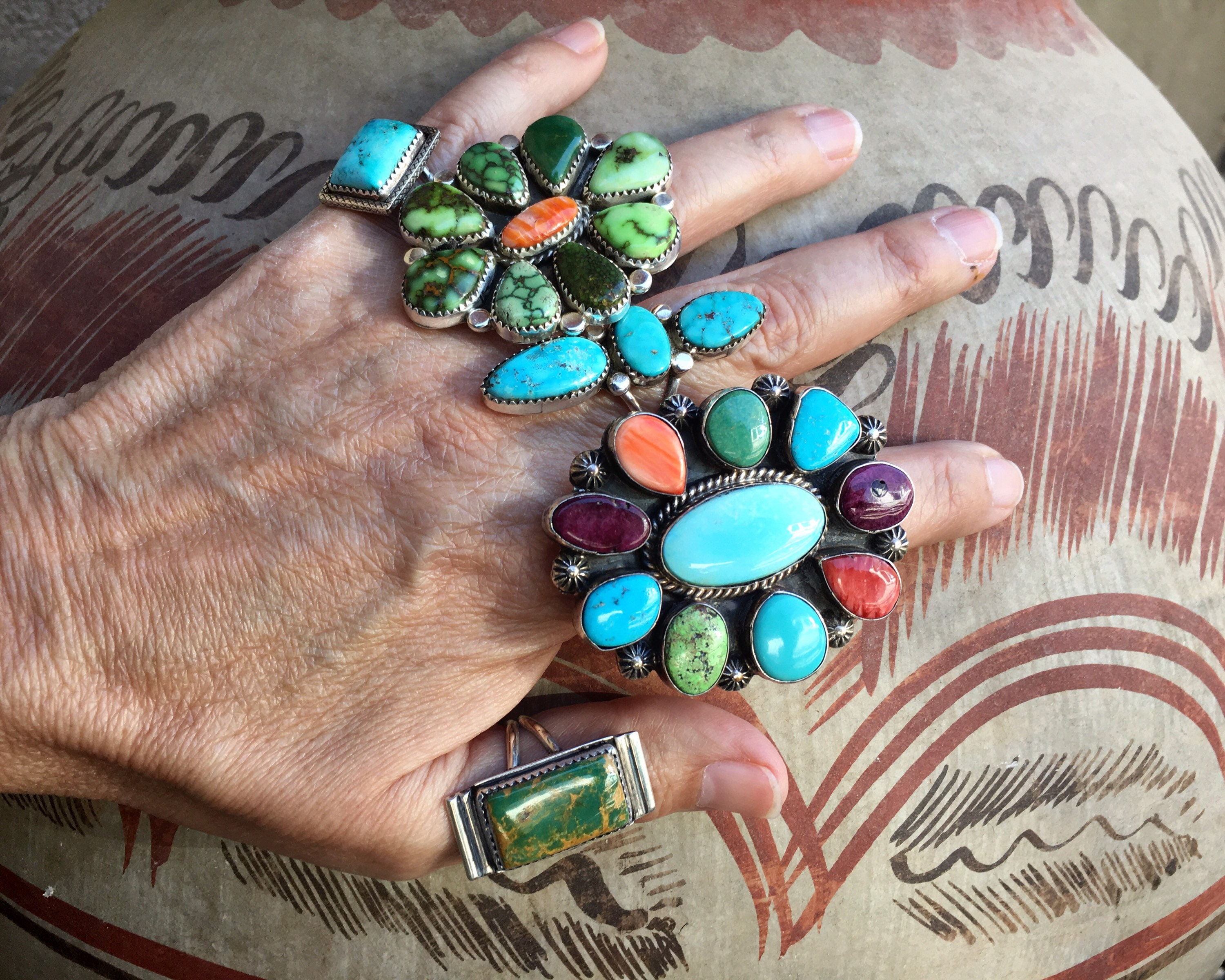 Size 6.75 Blue Turquoise Ring for Women, Southwestern Native American ...